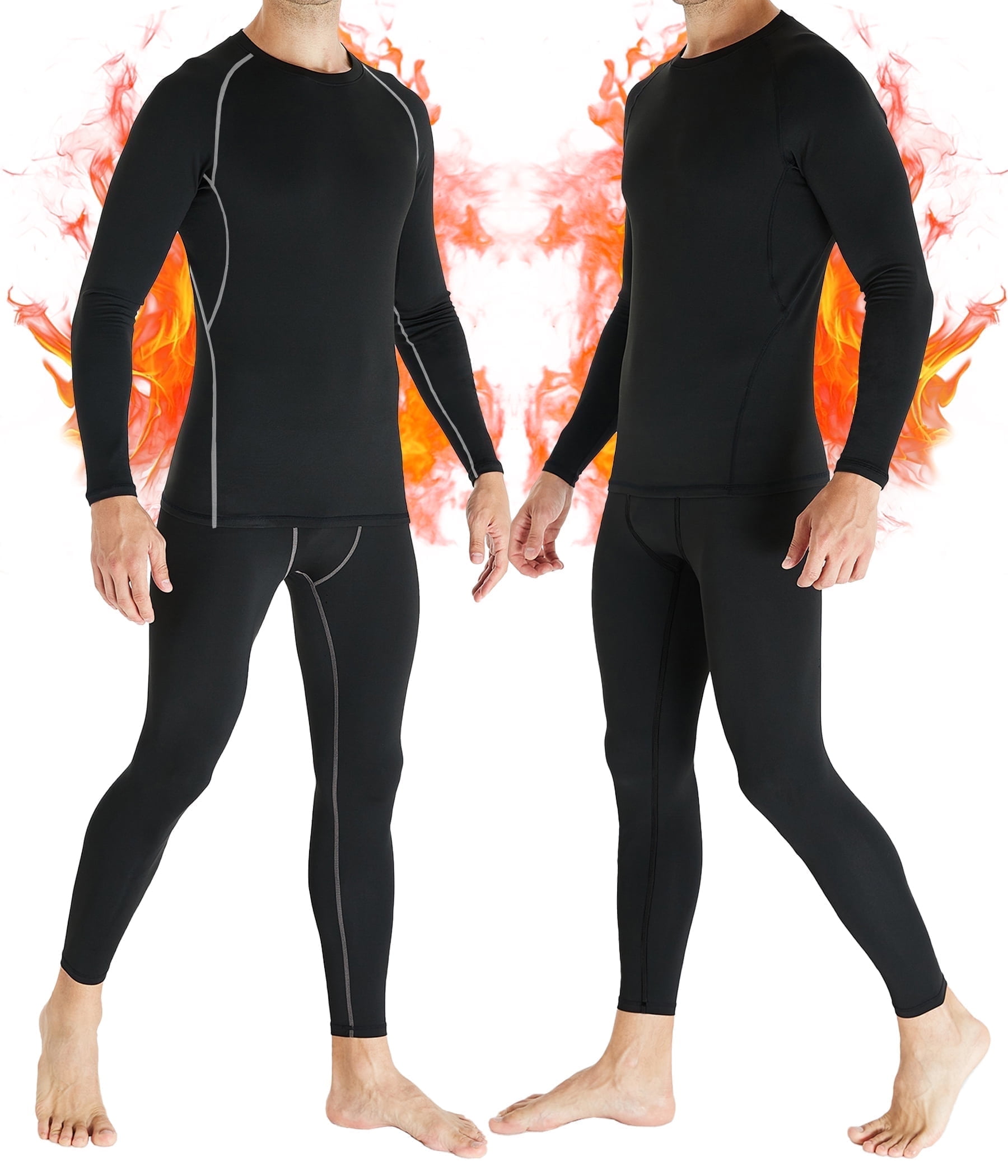 TELALEO 2 Sets Mens Thermal Underwear Set Fleece Lined Base Layer Long ...