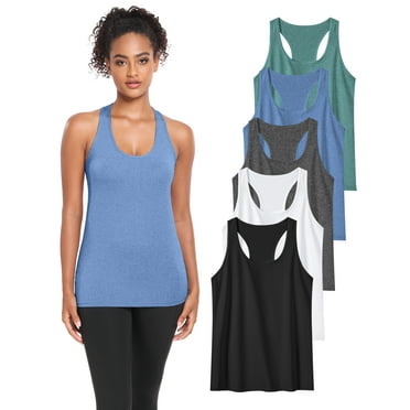 Real Essentials 5 Pack: Women's Crossback Keyhole Open Back Workout ...