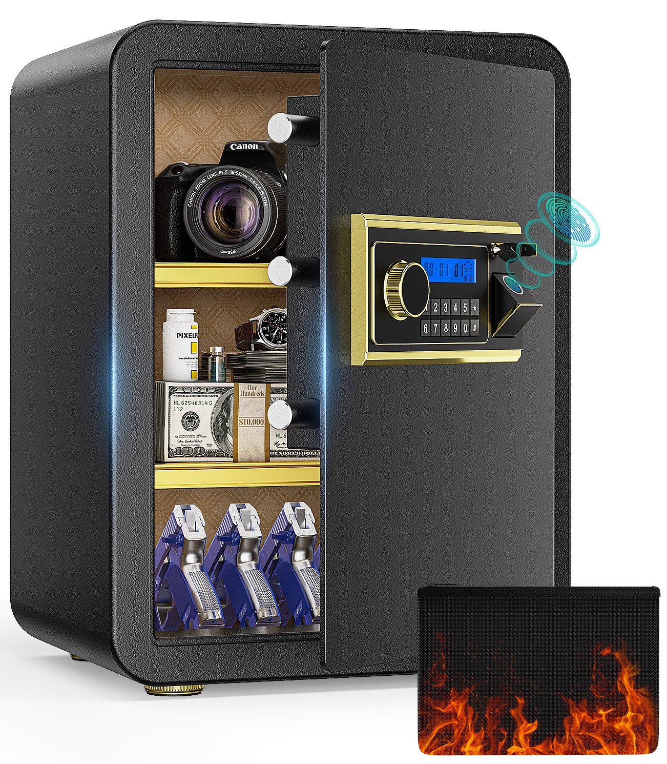 AbleHome DIGITAL ELECTRONIC FLAT RECESSED WALL HIDDEN SAFE SECURITY BOX ...