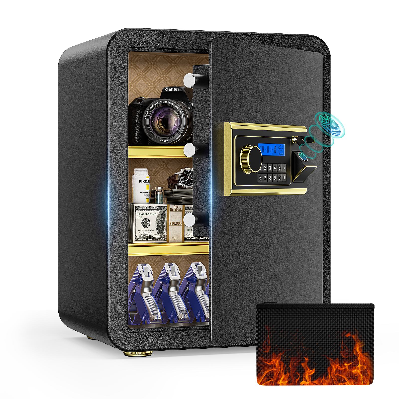 SereneLife SLSFE15 - Electronic Home Safe - Locking Safe Box with ...