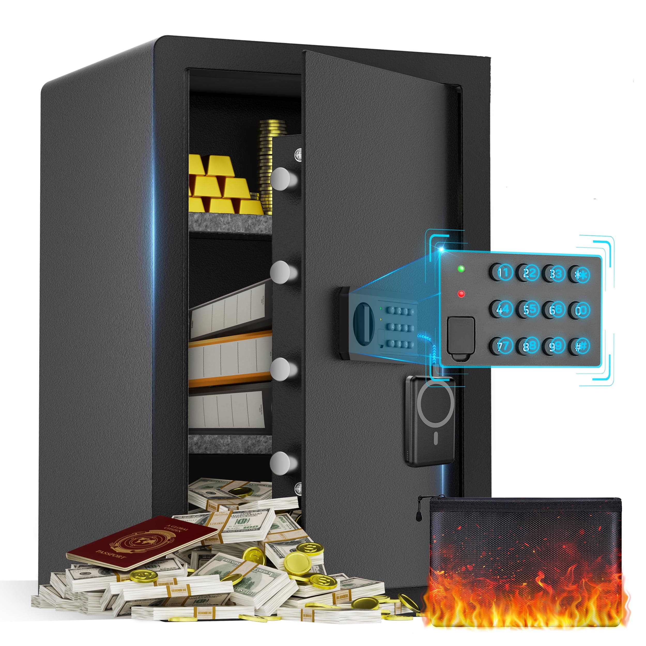 TELAM 4.5 cu.ft Safe with Digital Keypad, Alarm System and LED Light ...