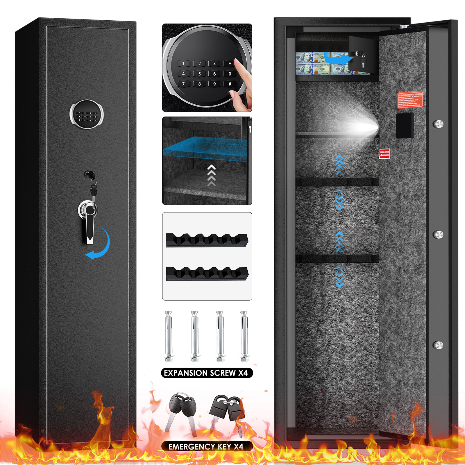 Armorguard 40-Gun Fire Resistant Convertible Safe with Electronic Lock ...