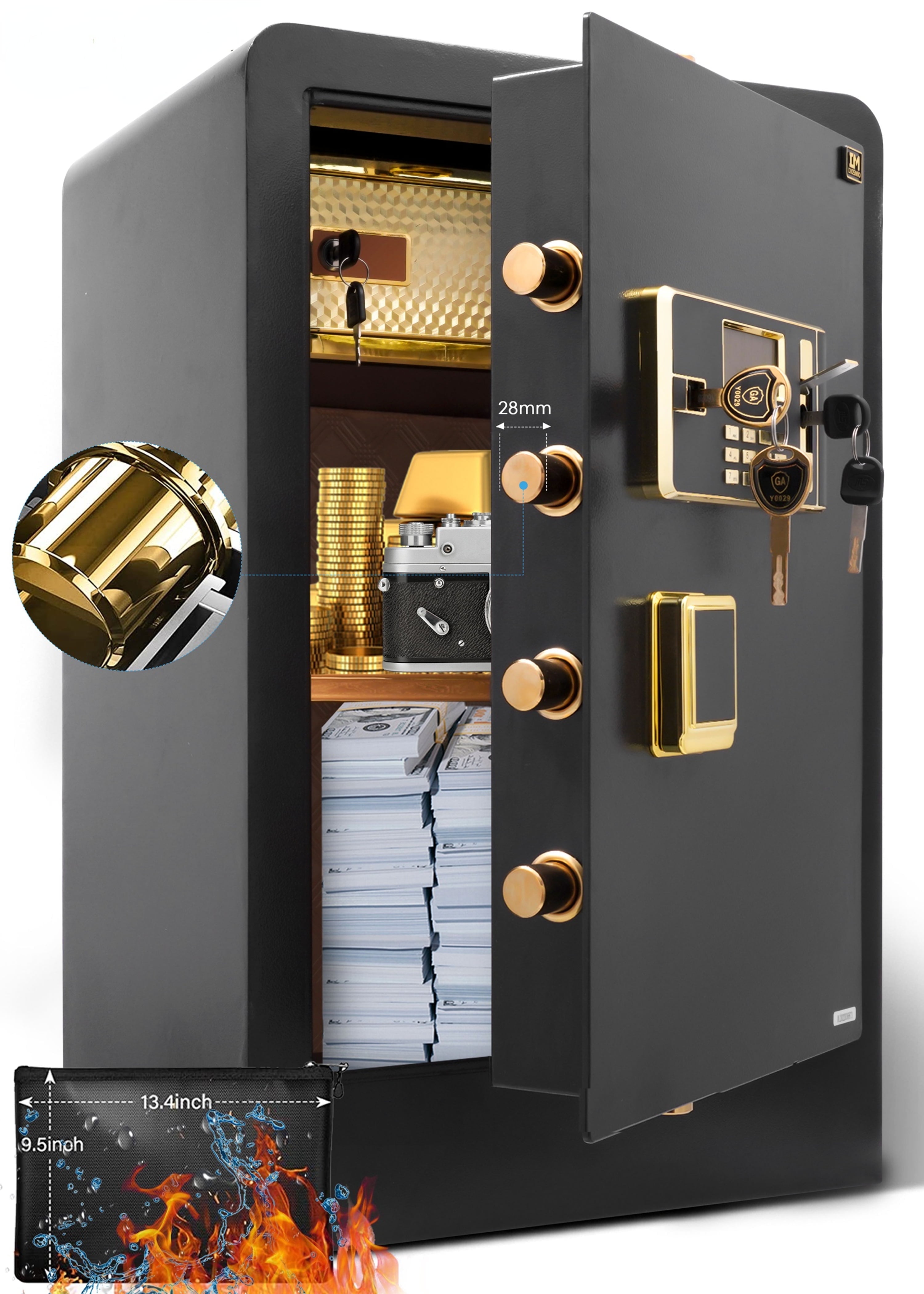 TELAM 6.0 Cubic Large Safe Box, Fireproof & Waterproof, Digital Keypad ...