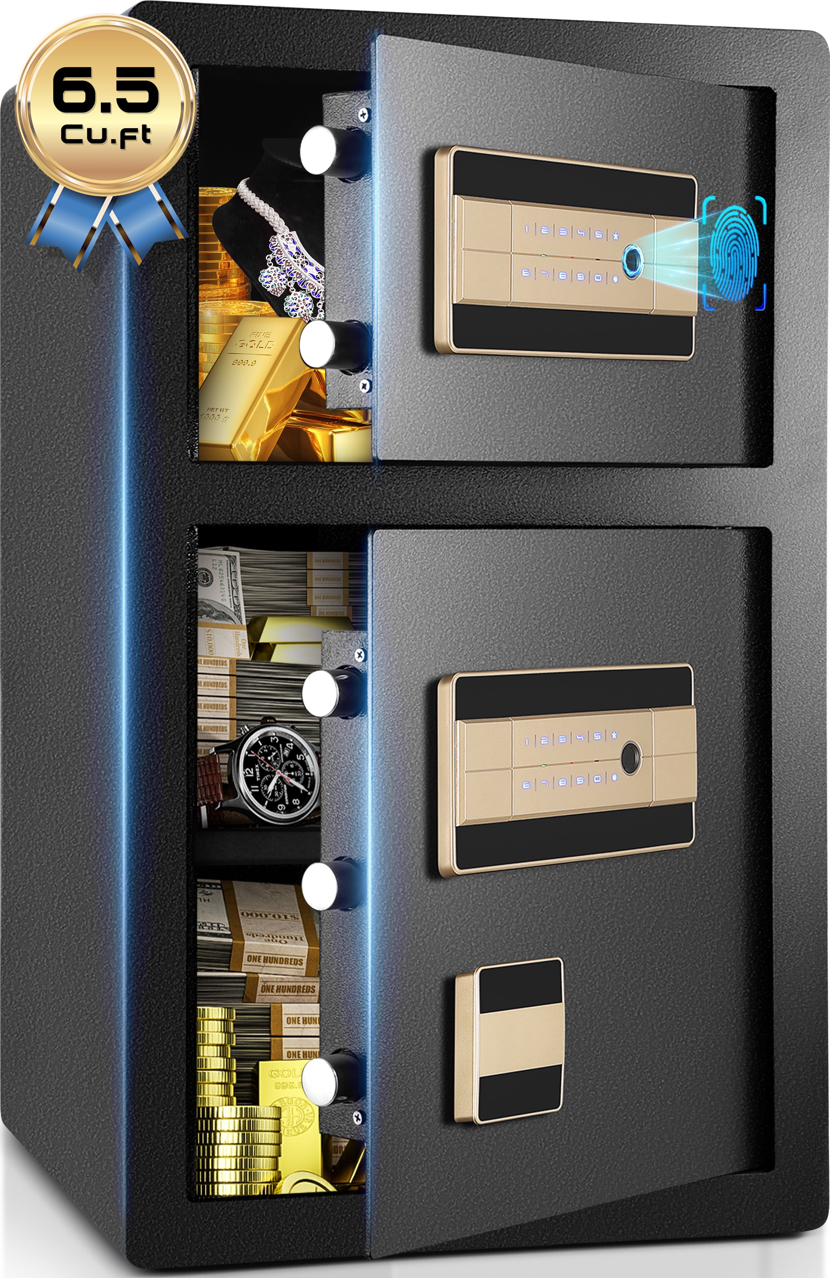 TELAM 6.5 CU. ft Fingerprint Safe with Fireproof Bag , Dual Alarms ...