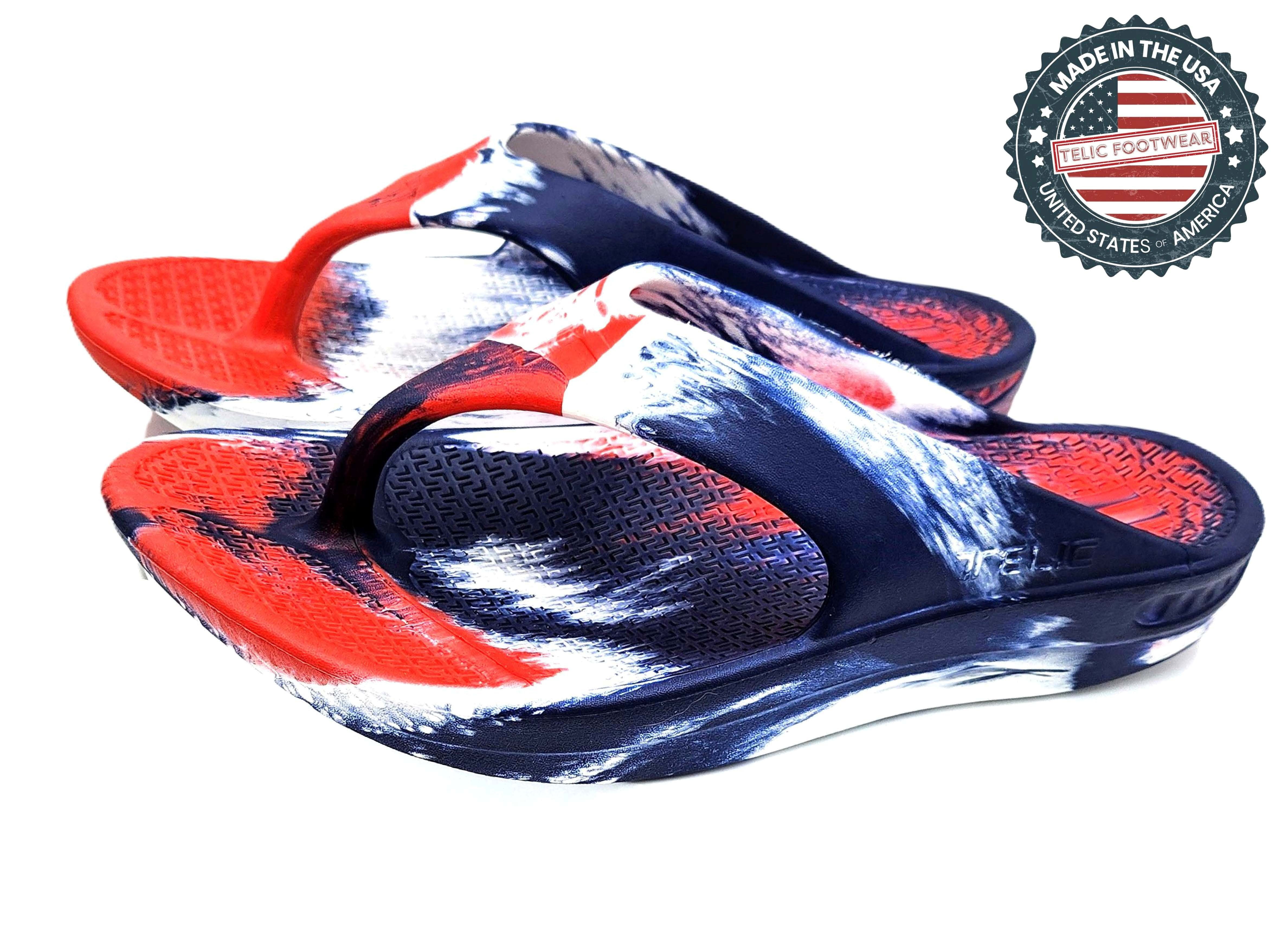 TELIC Flip Flop Made In The USA Sandal Lightweight Waterproof Red White ...