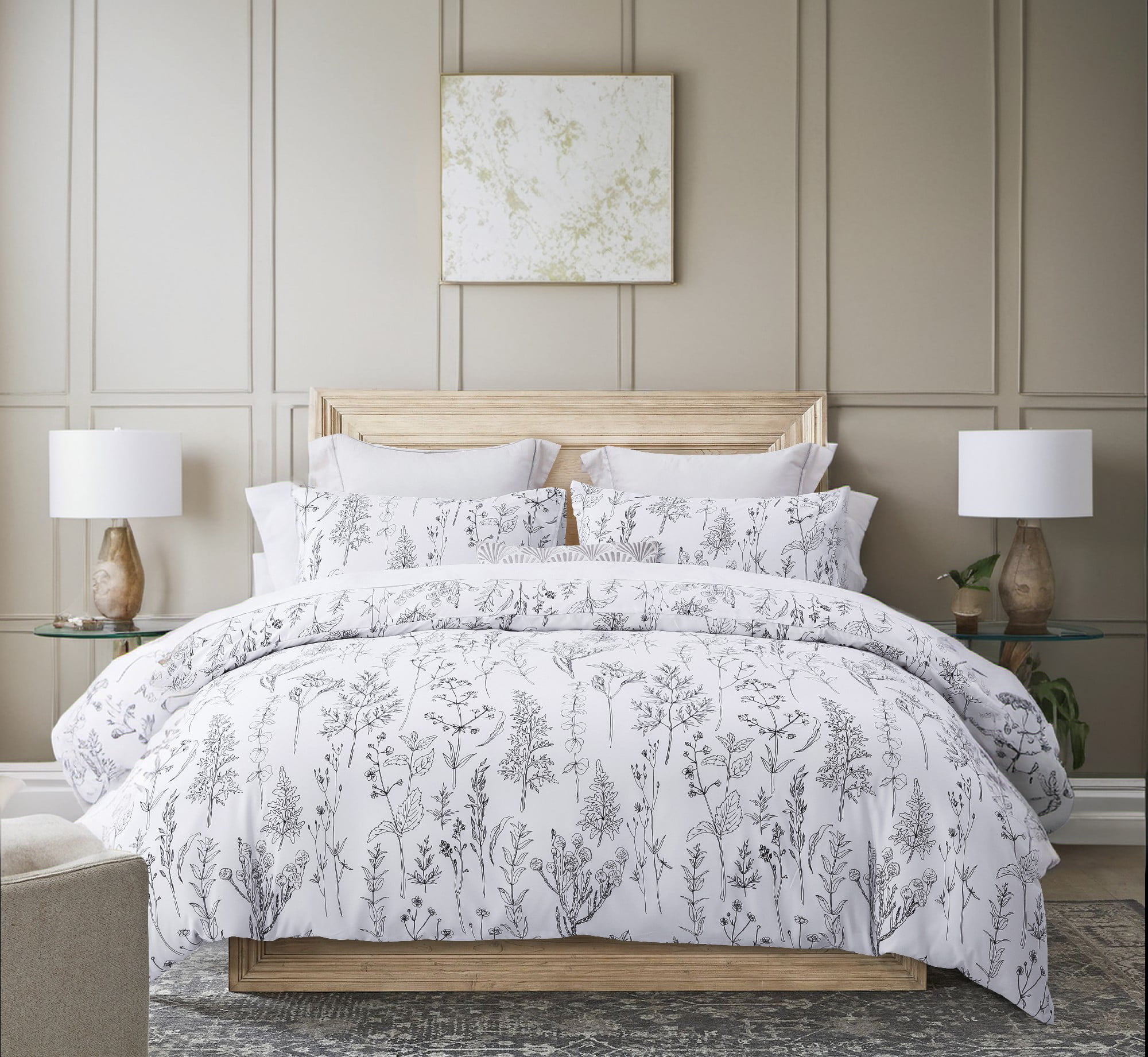 TELIZ Comforter Sets Queen 3 Pieces Botanical Branches Bedding Sets ...