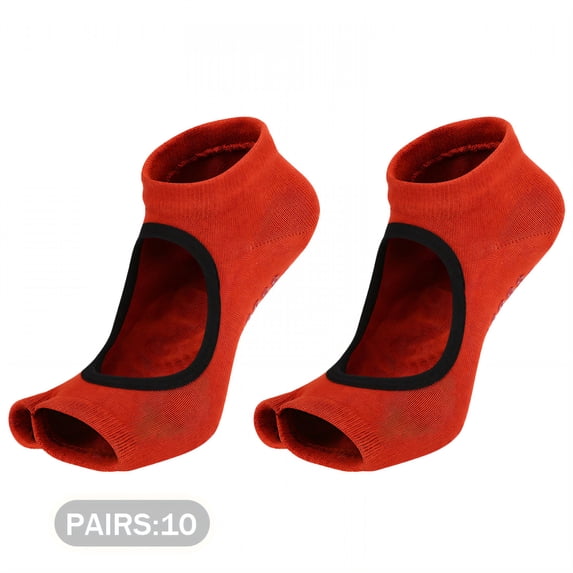 TELOLY 10Pairs Grip Socks,Toe Breathing Zone Grip Socks Pilates ...