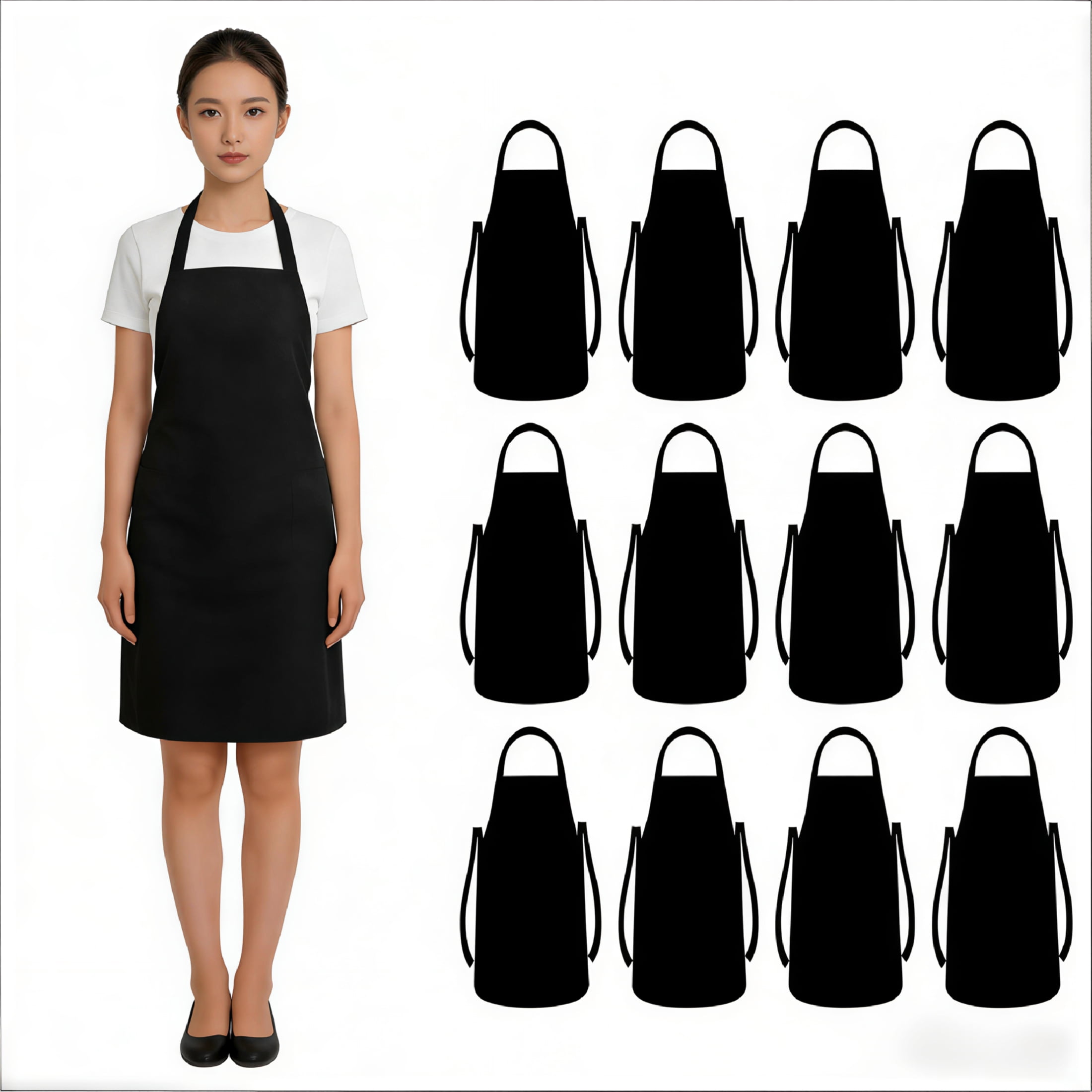 TELOLY 12 Pcs Painting Aprons for Adults Bulk,Black Apron for Cooking ...