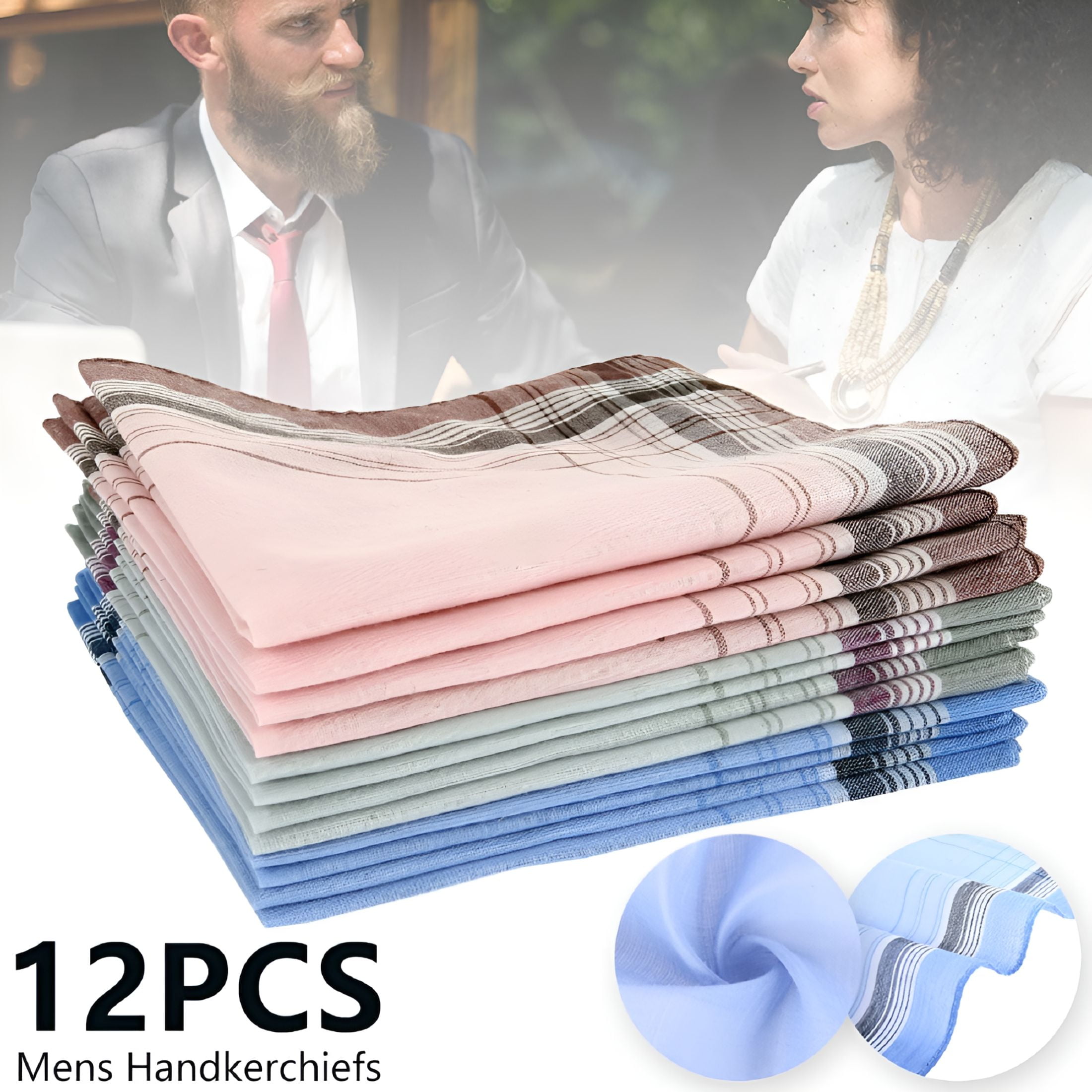TELOLY 12Packs Men's Handkerchief Cotton Soft Assorted Gift Box Set ...