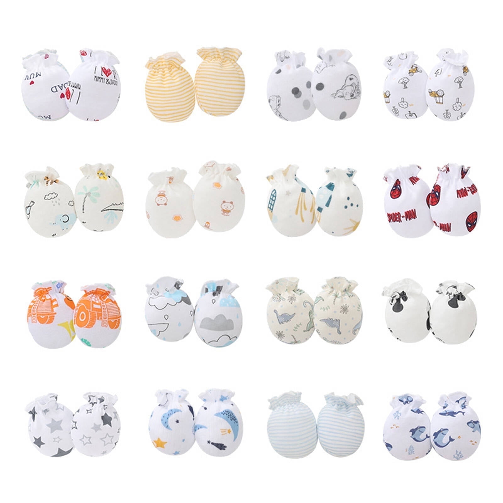 TELOLY 16 Pcs Baby Mittens,Anti-Scratching Hands Newborn Mittens,Safety ...