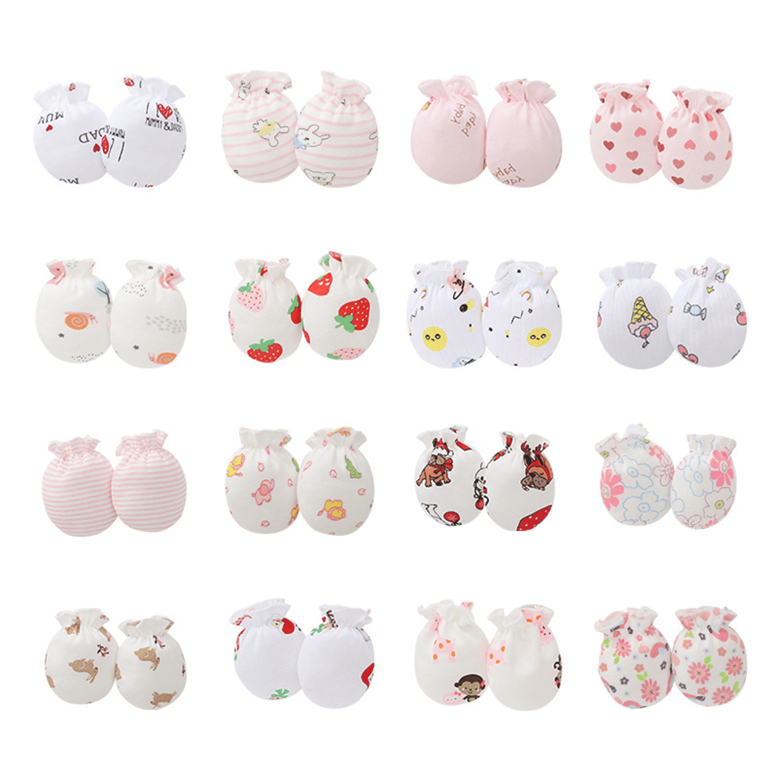 TELOLY 16 Pcs Baby Mittens,No More Face Scratches Newborn Mittens,Non ...