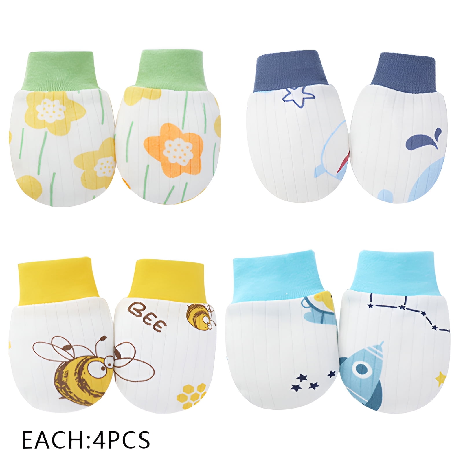 TELOLY 16Pcs Baby Mittens,Beautiful Design Baby Mittens Newborn,Safety ...