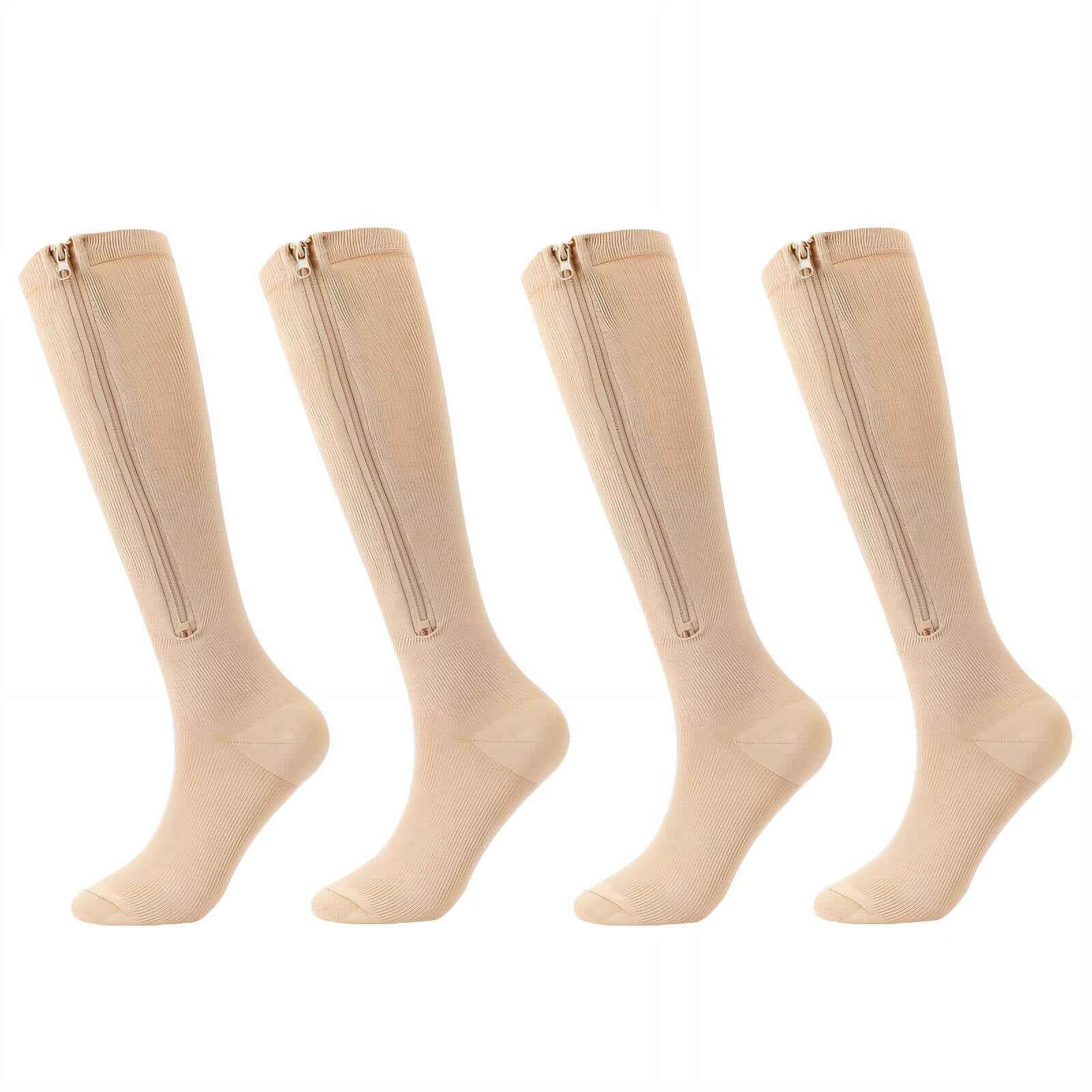 TELOLY 2 Pairs Zipper Compression Socks,Heel Pressure Relief Closed Toe ...