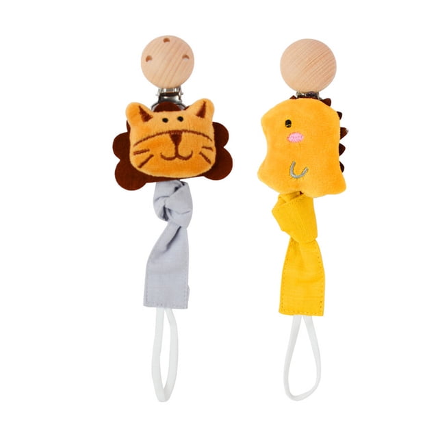 TELOLY 2 Pcs Pacifier Clip Cartoon Design Pacifiers Durable Material ...