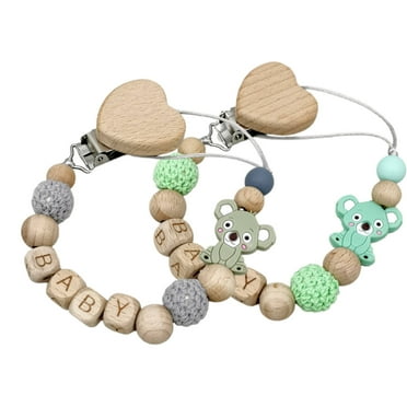 TELOLY 2 Pcs Pacifier Clip Double-Sided Pattern Pacifier Holder ...