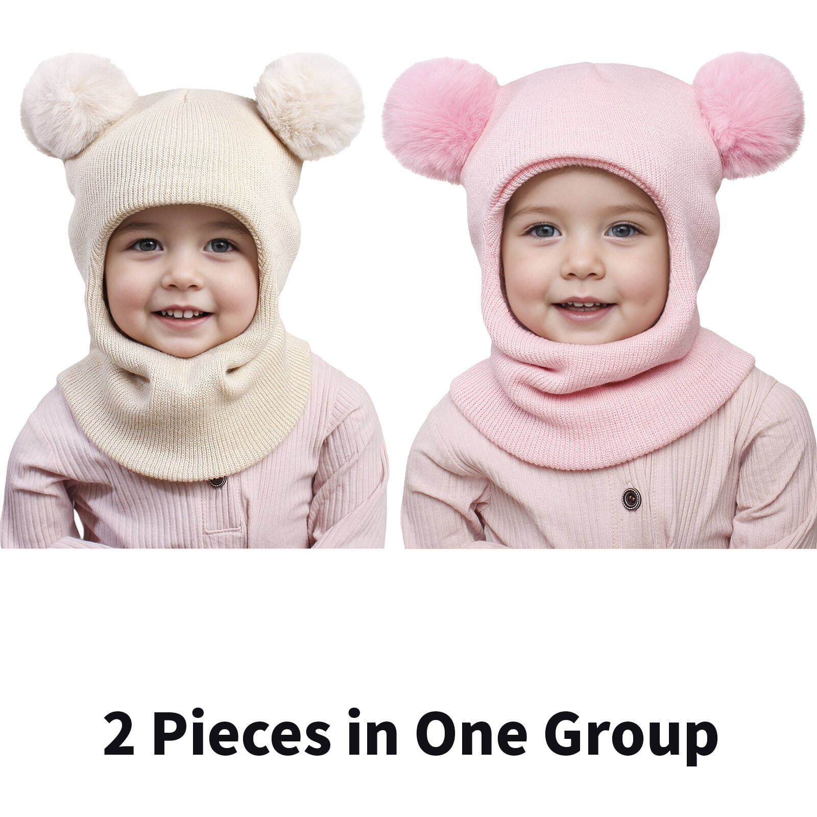 TELOLY 2 Pcs Toddler Hat,Cute Wool Knitting Baby Hats,Fall and Winter ...