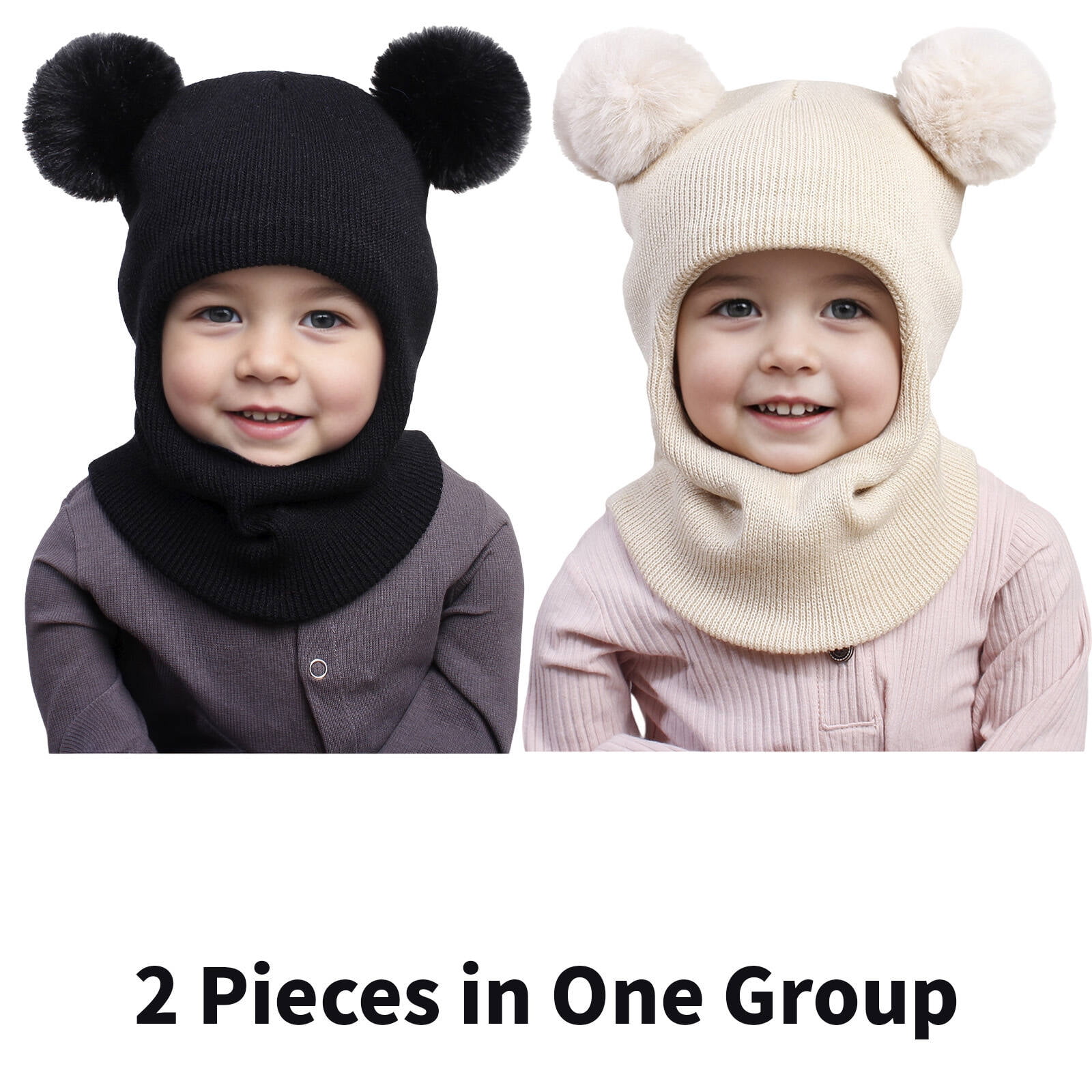 TELOLY 2 Pcs Toddler Hat,Cute Wool Knitting Baby Hats,Fall and Winter ...