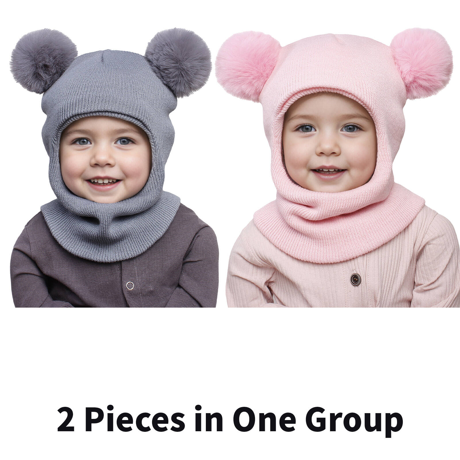 TELOLY 2 Pcs Toddler Hat,Cute Wool Knitting Baby Hats,Fall and Winter ...
