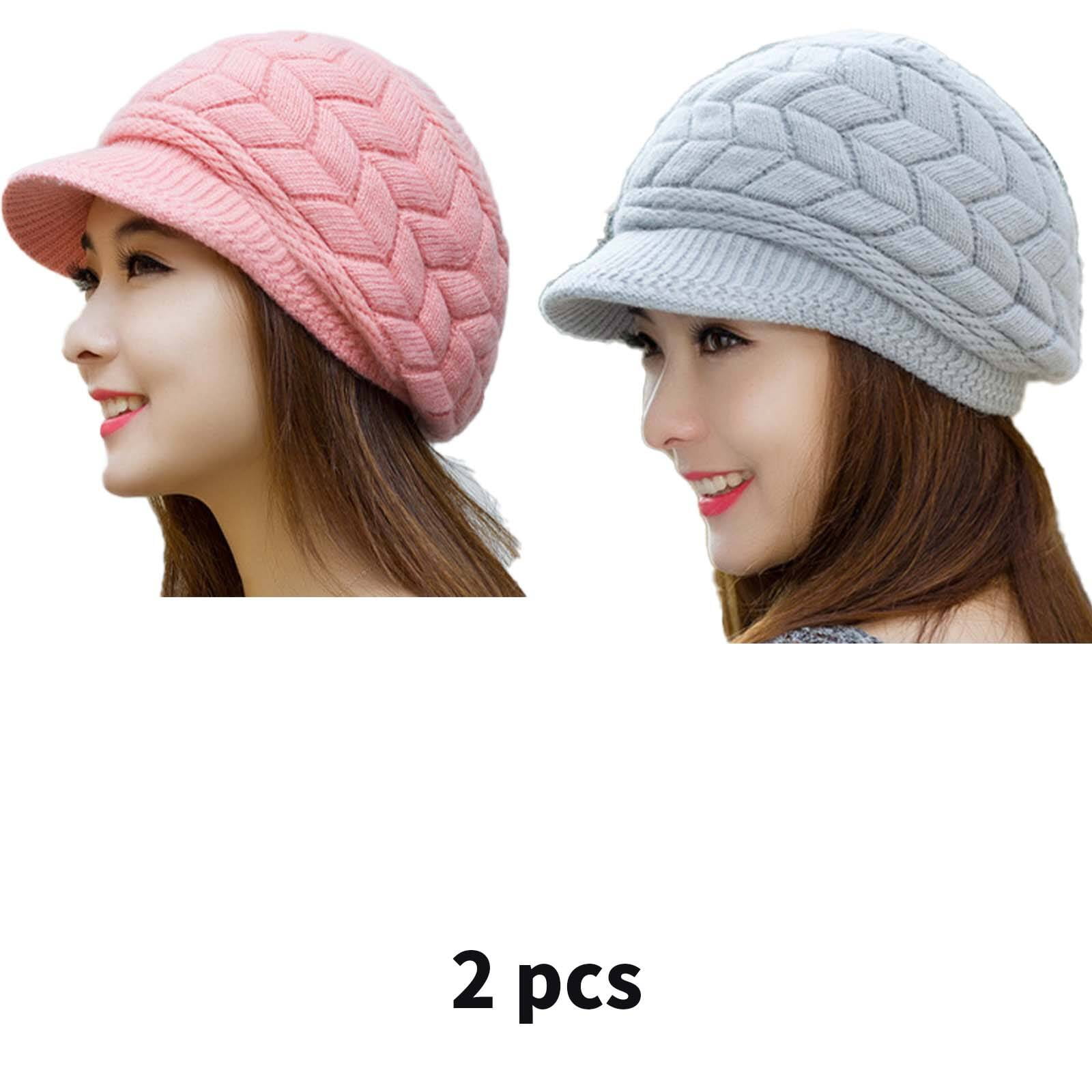 TELOLY 2 Pcs Womens Hats,Fashion Knitting Wool Sombrero,Fleece Fashion ...