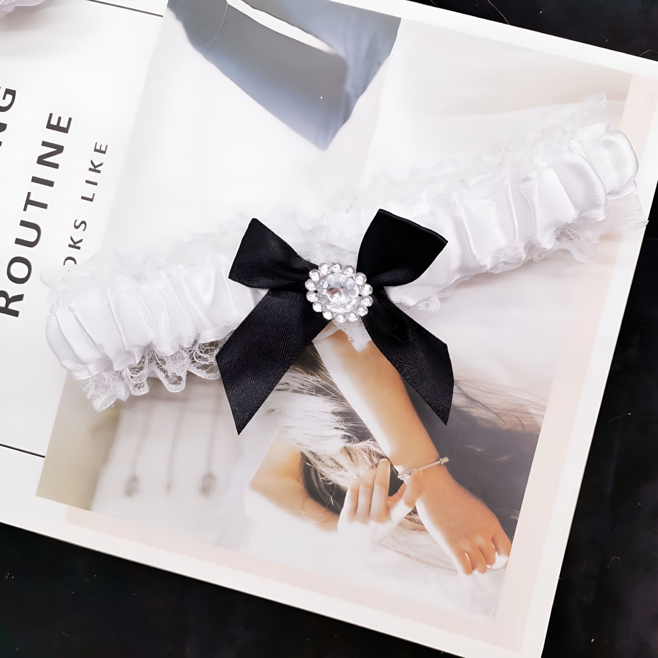 TELOLY 2 pcs Wedding Bridal Garters Leg Ring Bow Stretch Garter Bride ...