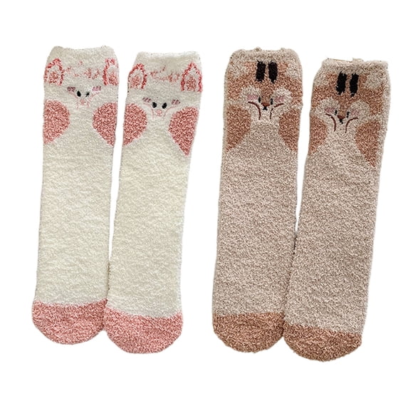 TELOLY 2026 New 2Pairs Socks Cozy Thick Fuzzy Socks with Cute Designs ...
