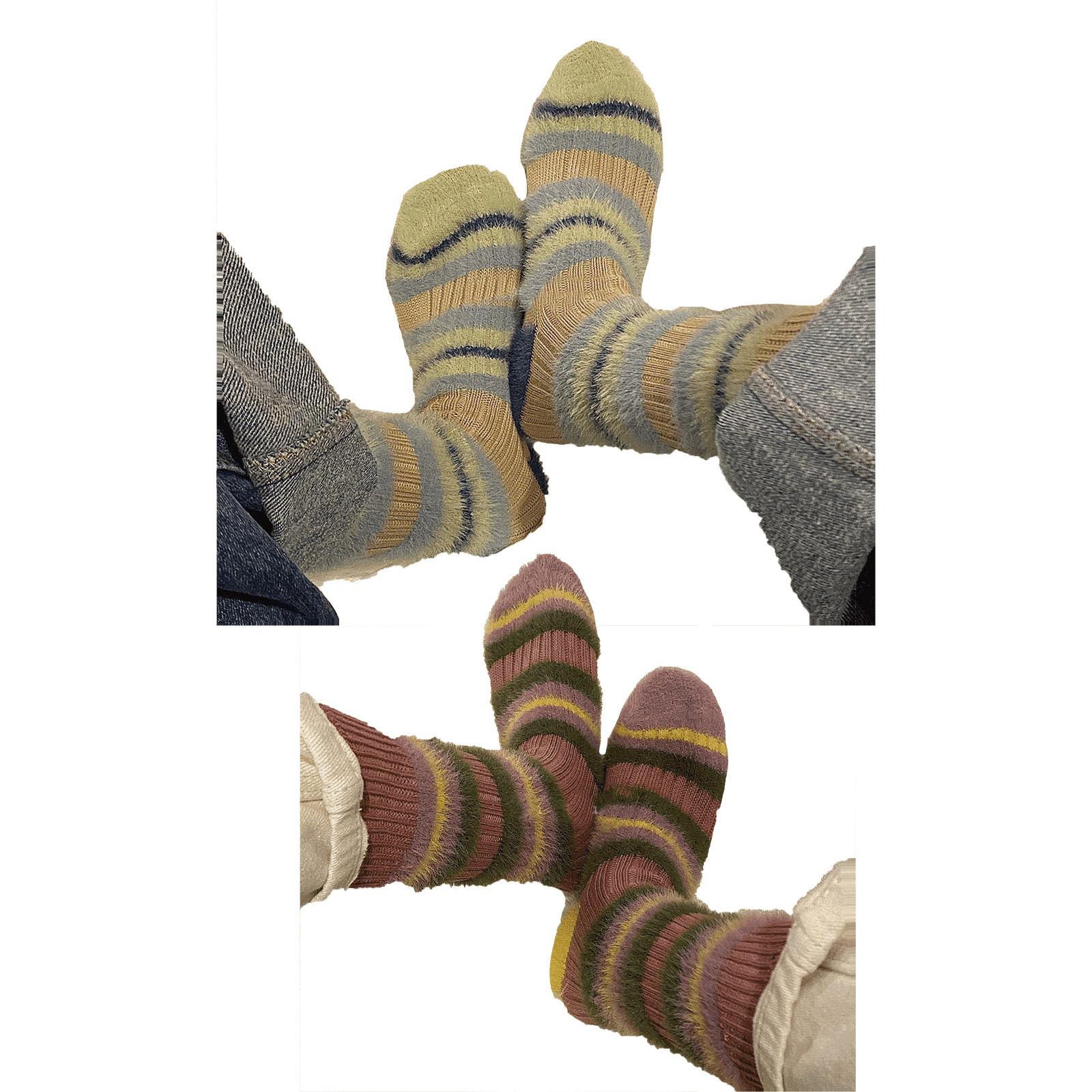 TELOLY 2026 New 2Pairs Socks Soft Faux Mink Material Fuzzy Socks Non ...