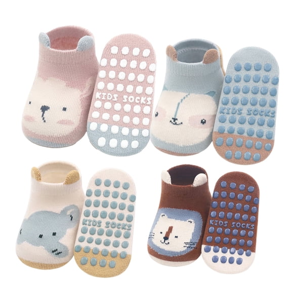TELOLY 2026 New 4 Pairs Grip Socks Snug Non Slip Socks Thin Supportive ...