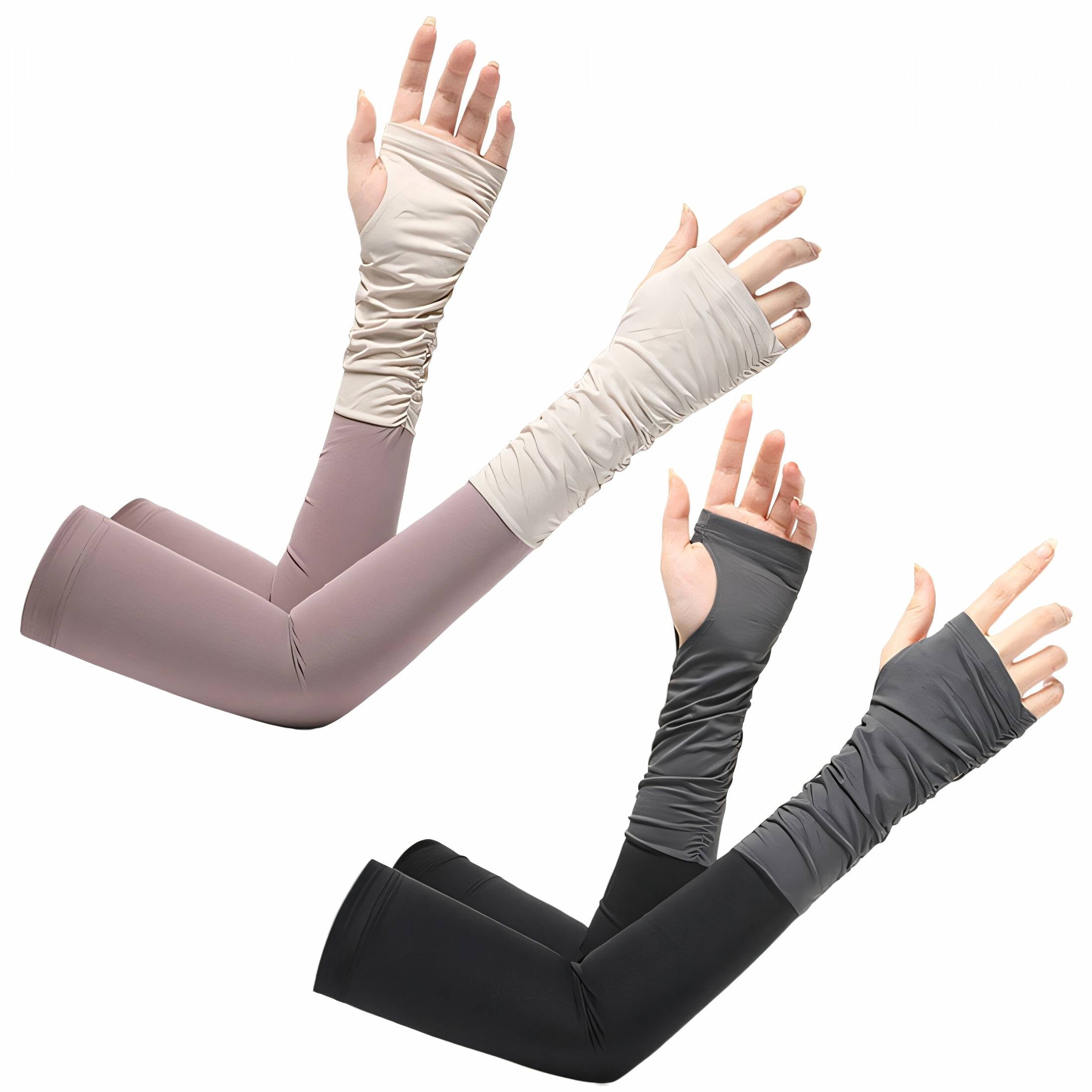 TELOLY 2Pairs Arm Sleeves,Quick Fit UPF50+ Nylon Arm Sleeves for Women ...