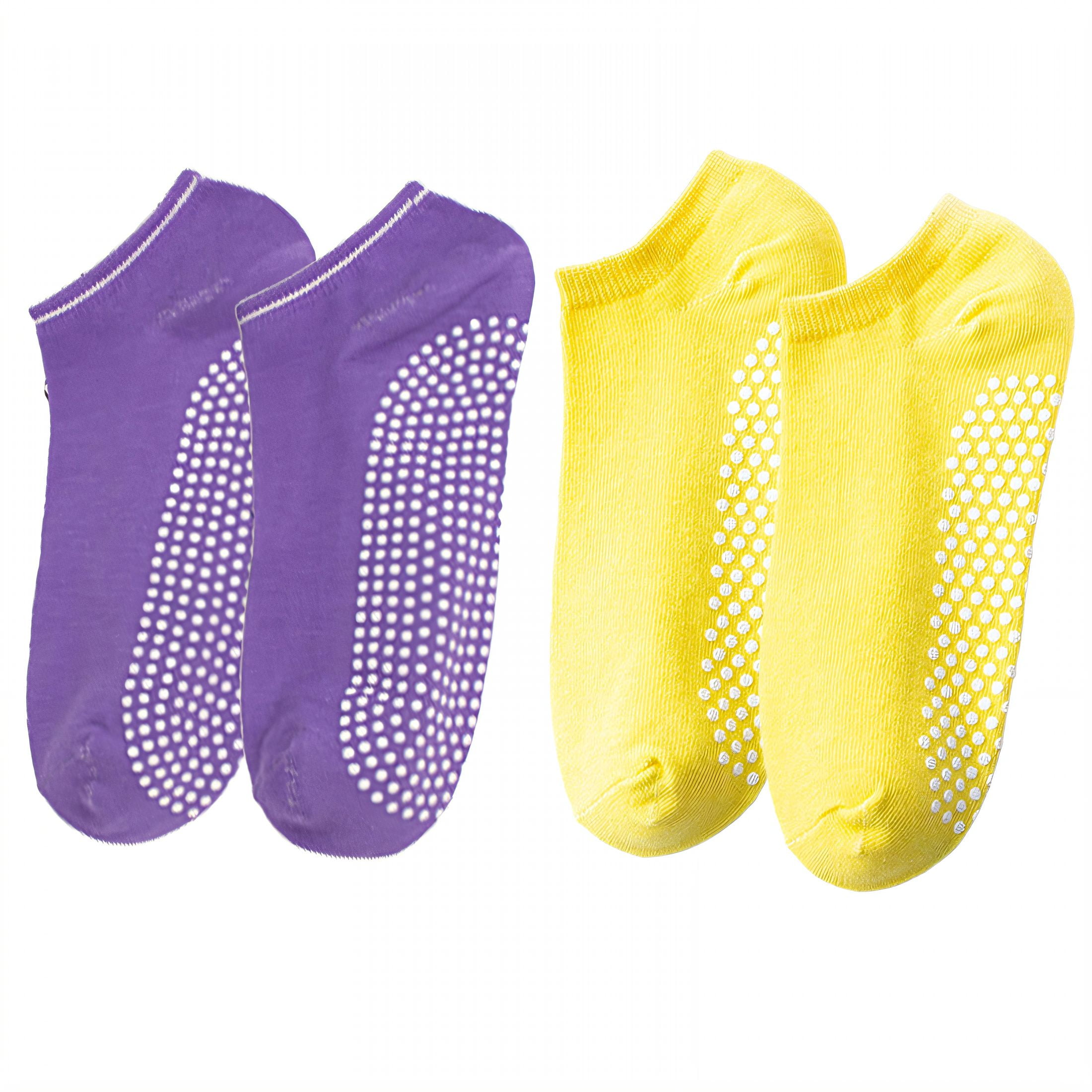 TELOLY 2Pairs Grip Socks,Heel Lock Area Non Slip Socks for Women ...