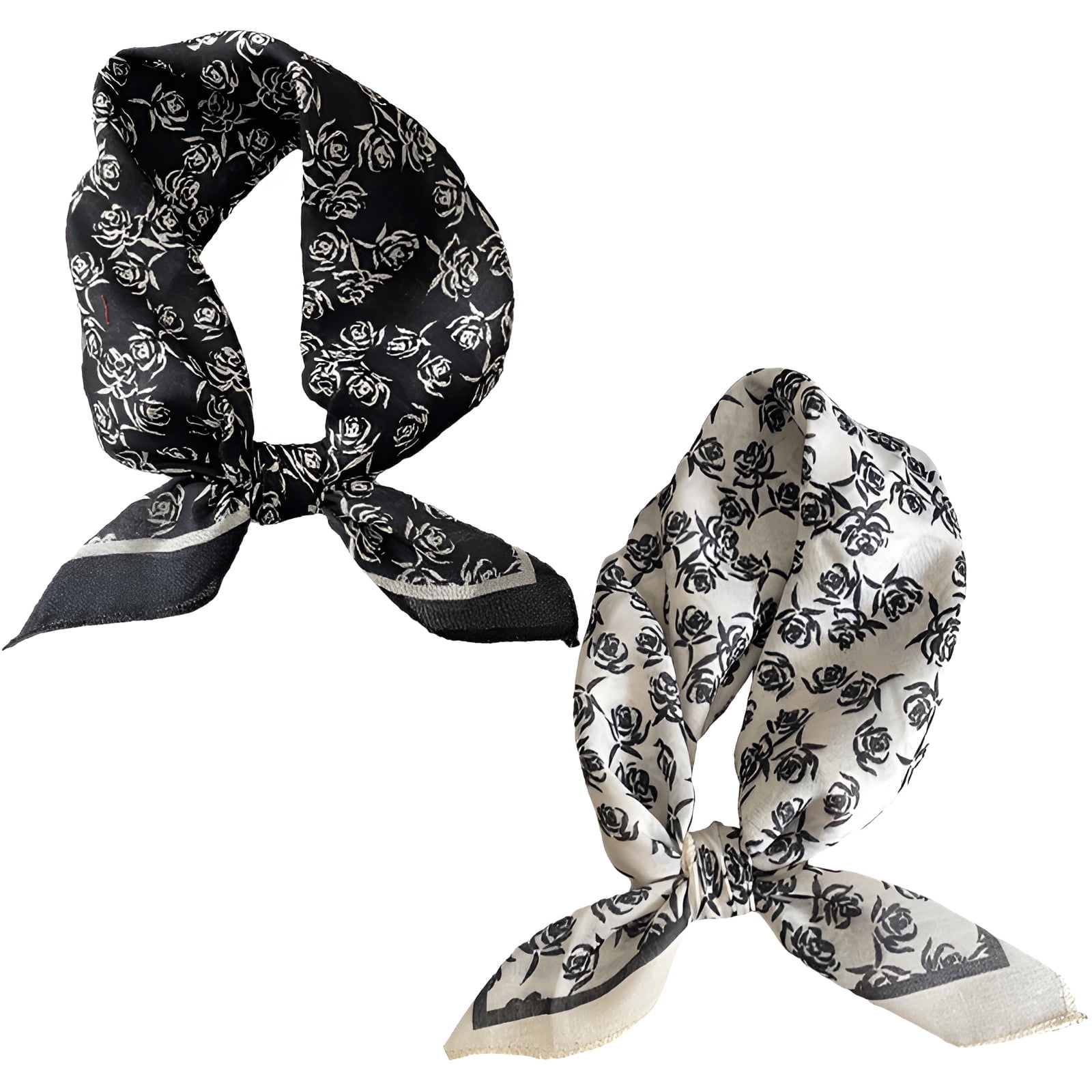 TELOLY 2Pcs Bandanas for Women,Cotton and Linen White Bandana,Neck ...