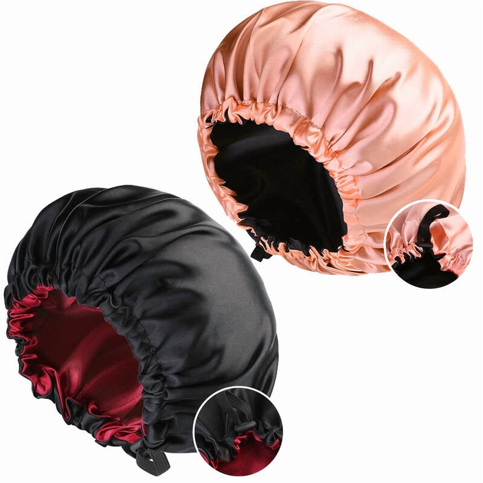 TELOLY 2Pcs Bonnet for Sleeping Double Layer Satin Bonnet Solid Color ...