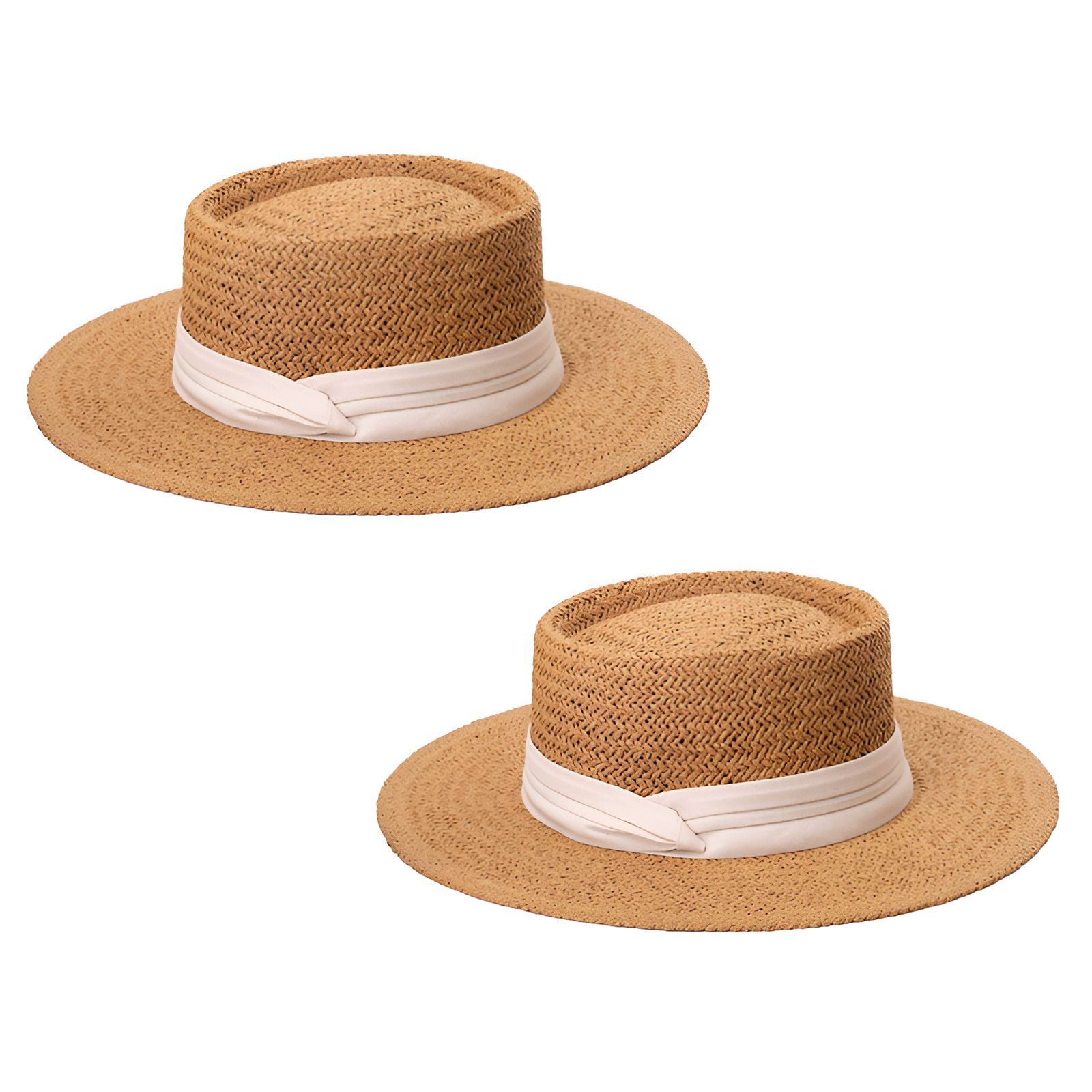 TELOLY 2Pcs Cowboy Hat Men,Flat Top Wide Brim Design Cowgirl Hat,Trendy ...