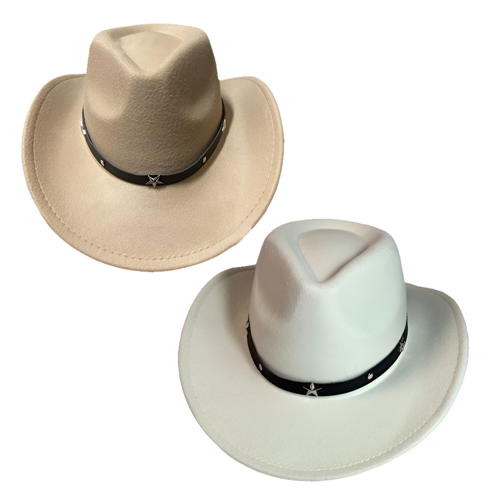 TELOLY 2Pcs Cowboy Hat,Wide Brim Design Women Hats,Classic Versatile ...