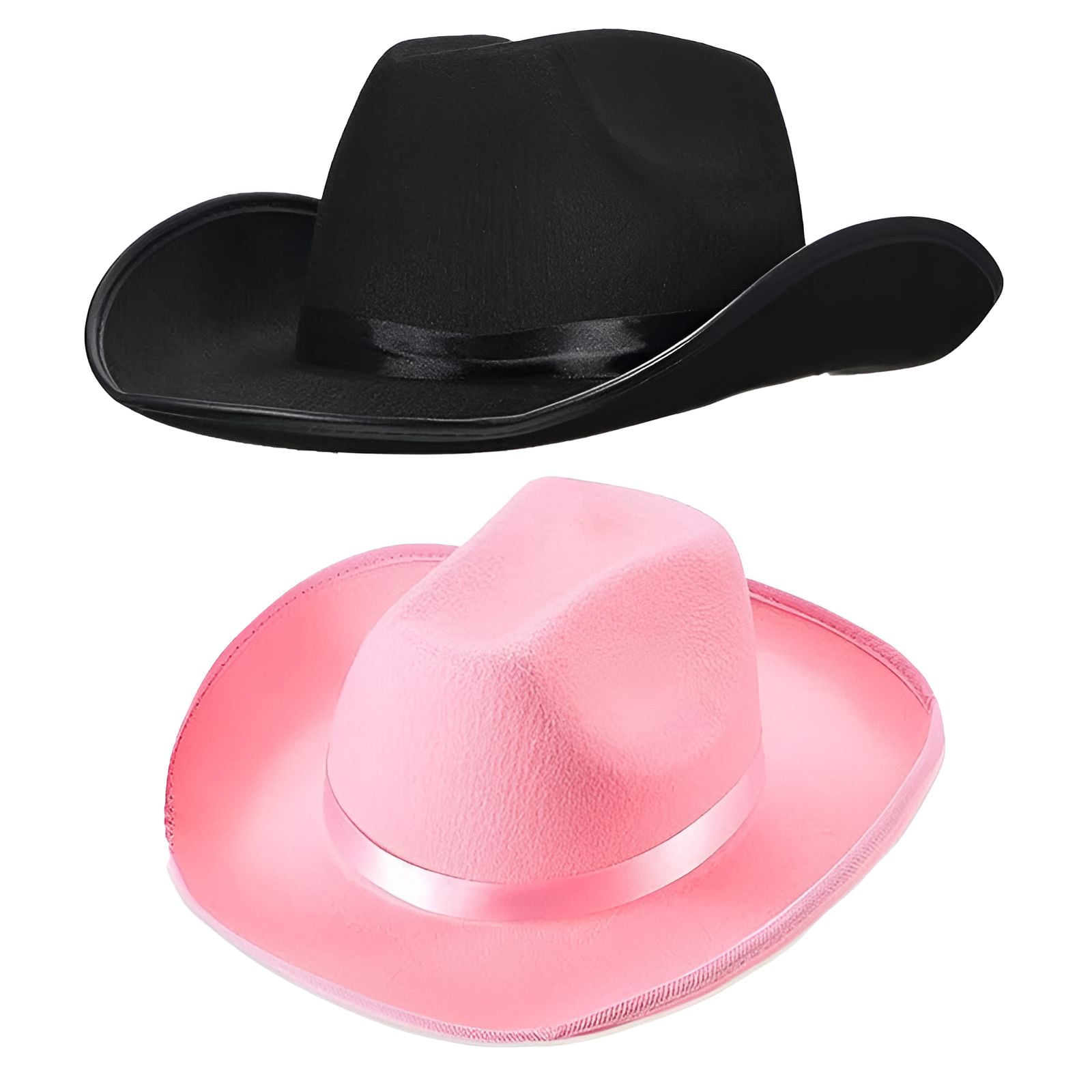 TELOLY 2Pcs Cowboy Hats,Stiff Felt Structure Cowgirl Hats Women ...