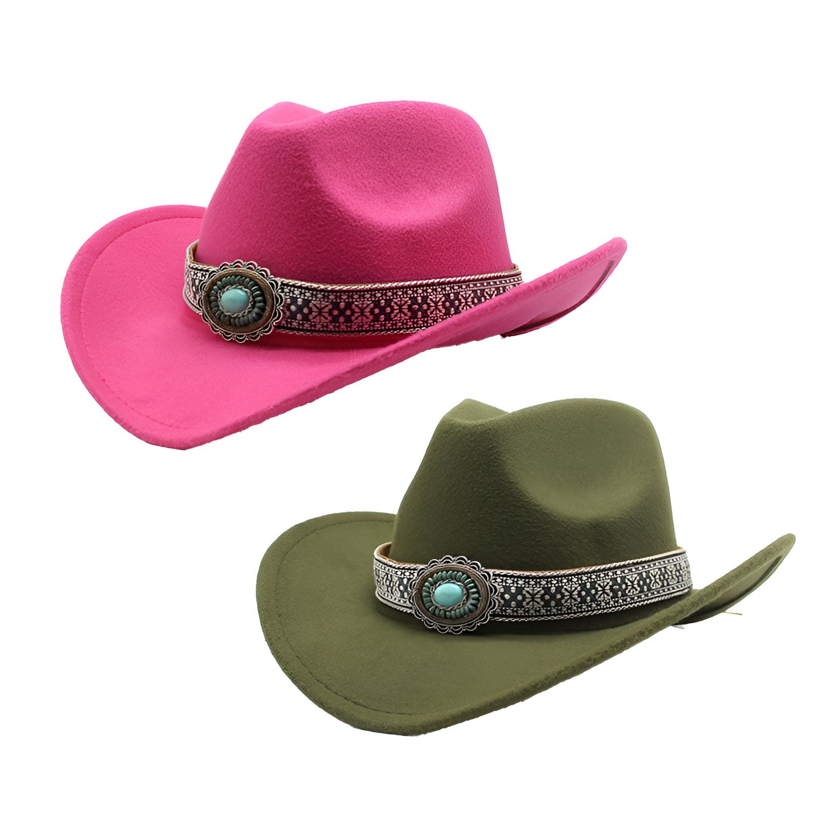 TELOLY 2Pcs Hats for Men,Classic Western Look Cowboy Hat,Curled Brim ...