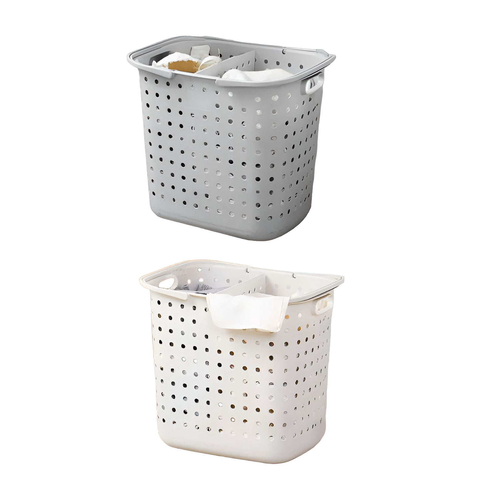 TELOLY 2Pcs Laundry Basket Stackable Design Large Laundry Hamper Multi ...