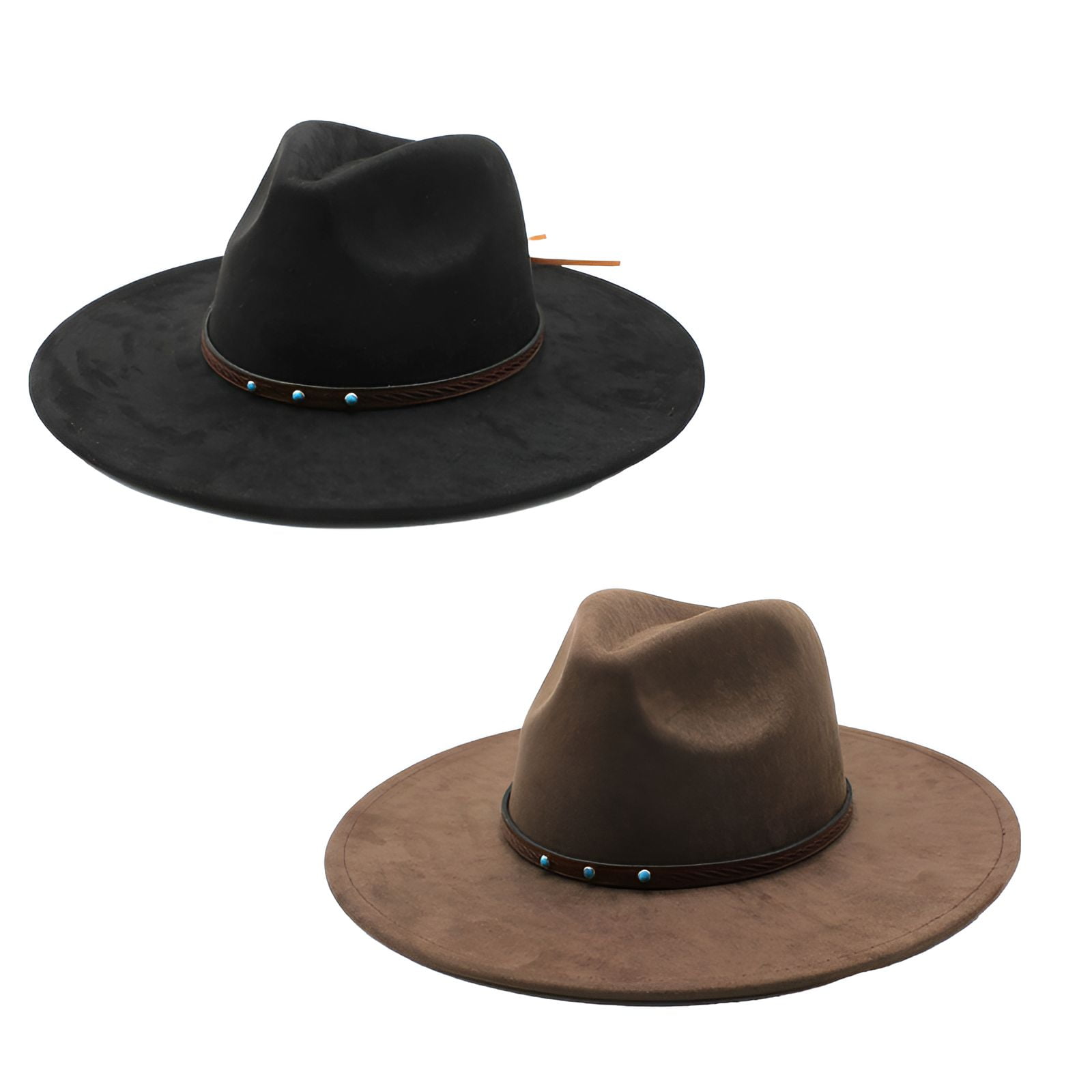 TELOLY 2Pcs Mens Hat,Suede-Like Texture Cowboy Hats for Women,Tibetan ...