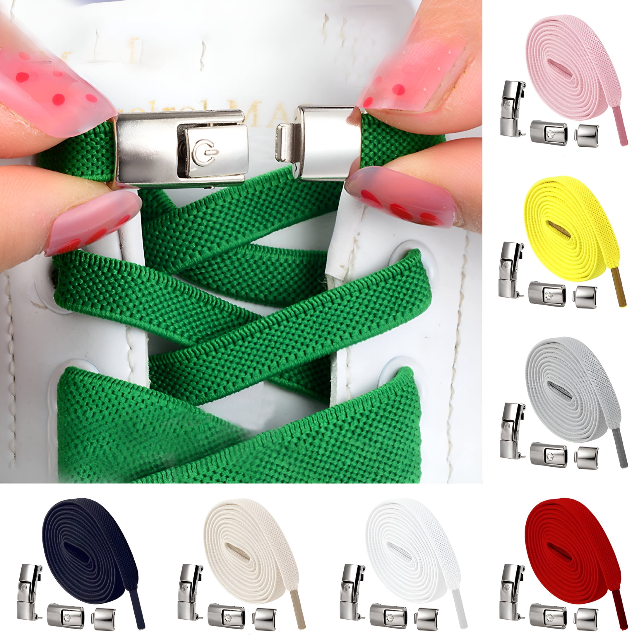 TELOLY 2Pcs No Tie Shoelaces Heavy Duty Quick Release Press Lock Lazy ...
