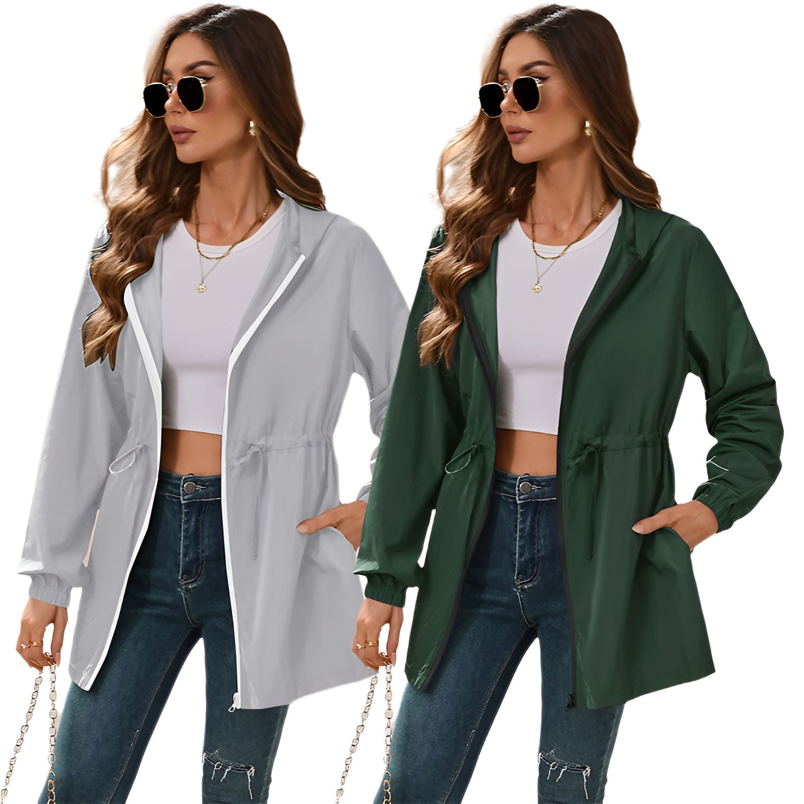 TELOLY 2Pcs Rain Coats for Women,Excellent Breathability Rain Jacket ...