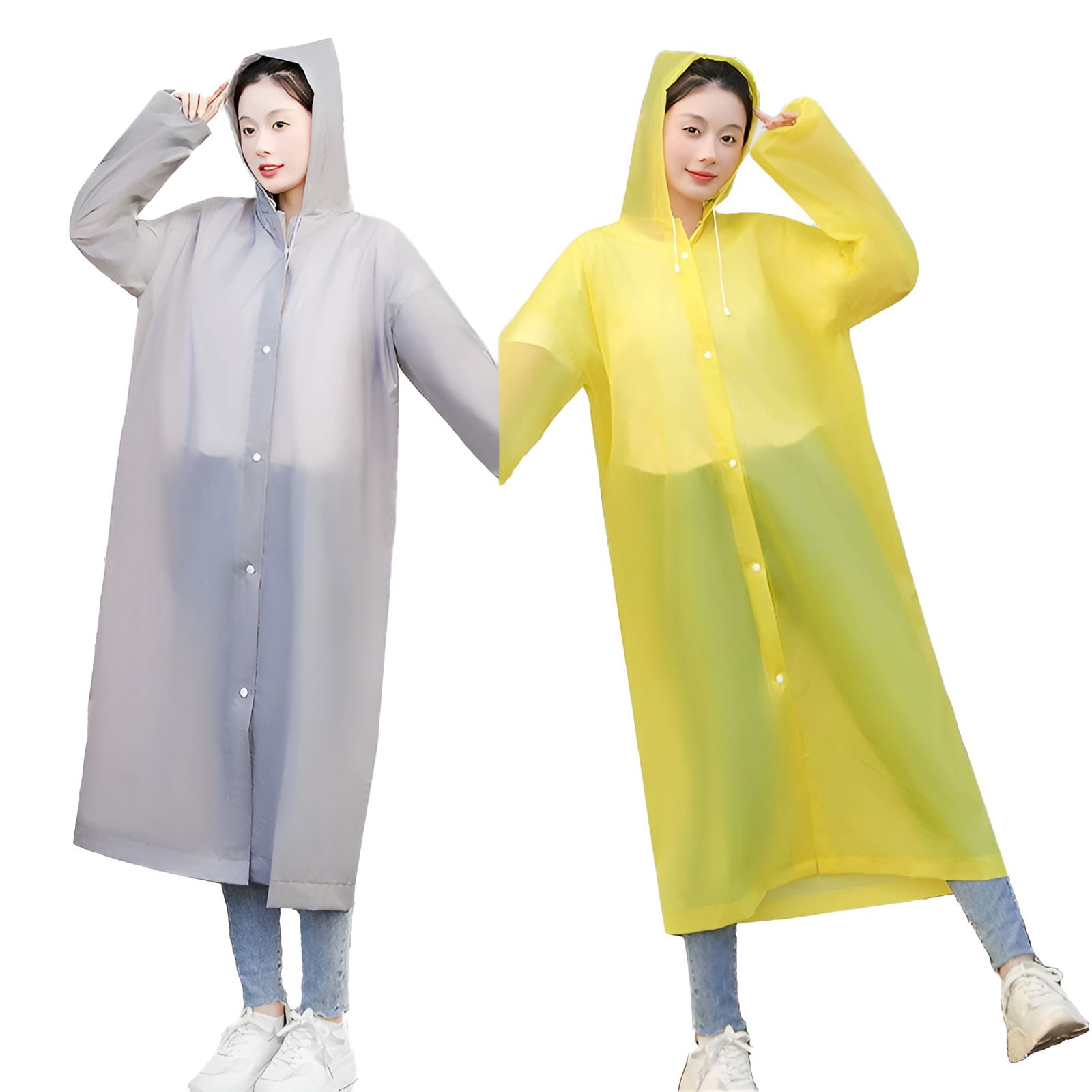 TELOLY 2Pcs Rain Ponchos for Adults,Allows Free Movement Rain Poncho ...