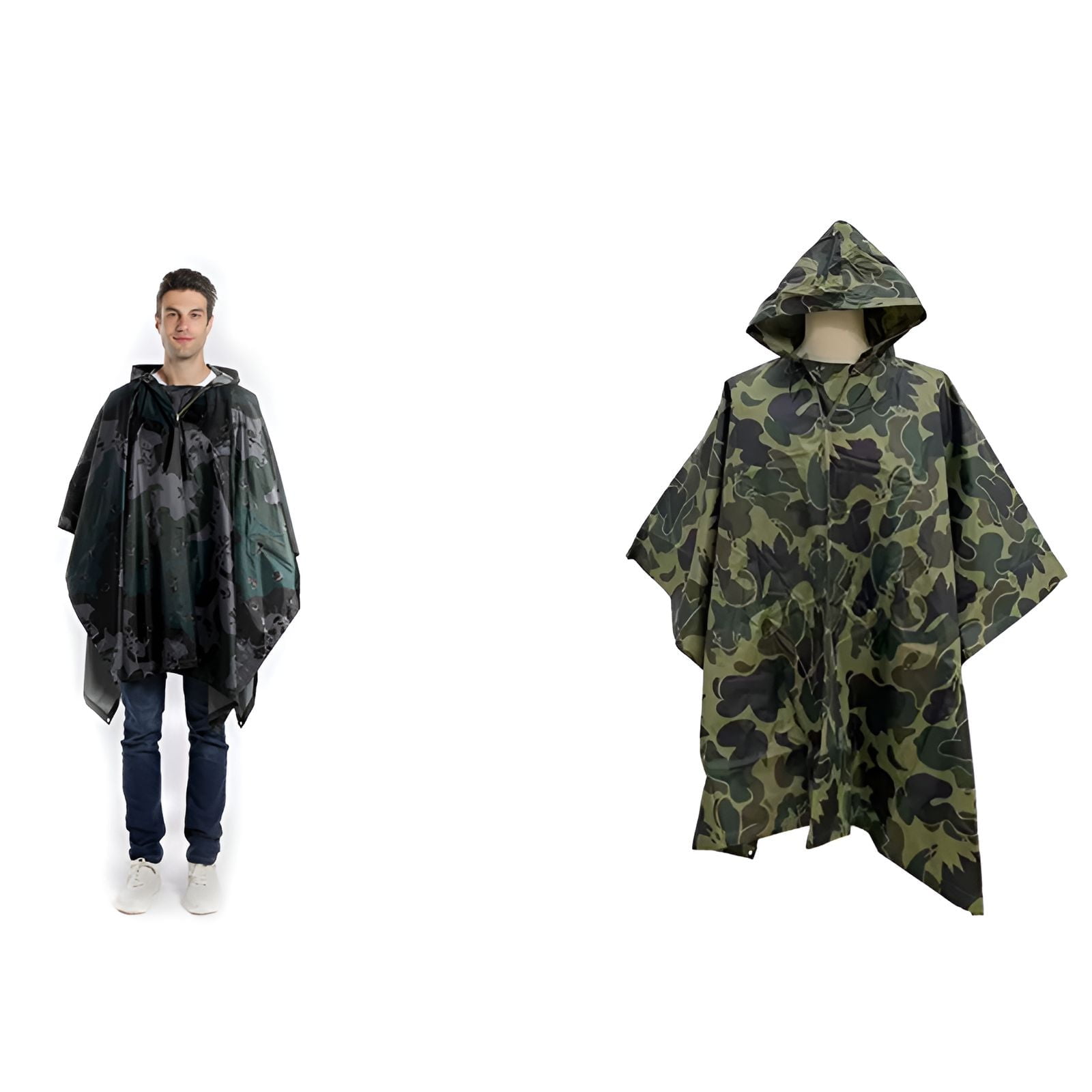 TELOLY 2Pcs Rain Ponchos for Adults,Pvc Adult Ponchos with Hood,One ...