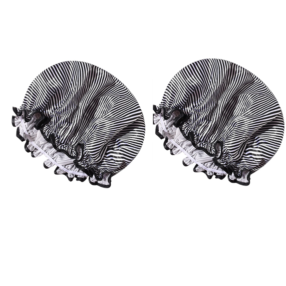 TELOLY 2Pcs Shower Cap Reusable Waterproof,Adjustable Shower Cap for ...