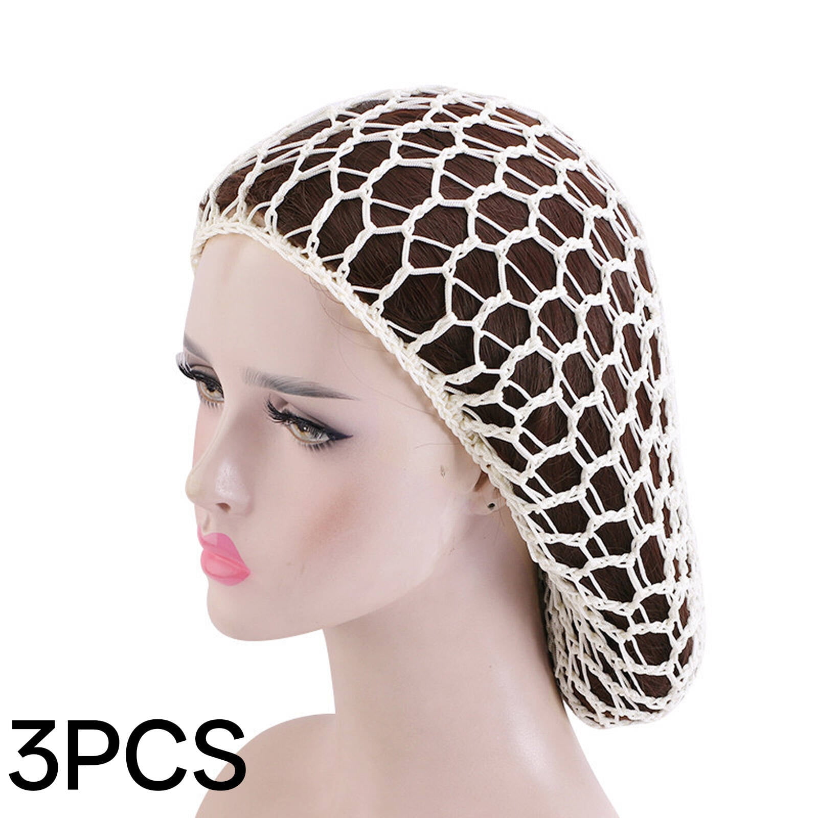 TELOLY 3 Pcs Hair Net Stretchy Fit Hair Nets for Women Handcrafted ...