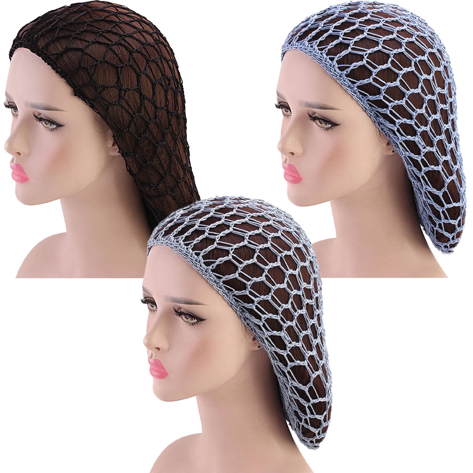 TELOLY 3 Pcs Hair Net Unique and Stylish Hair Nets for Women Crochet ...