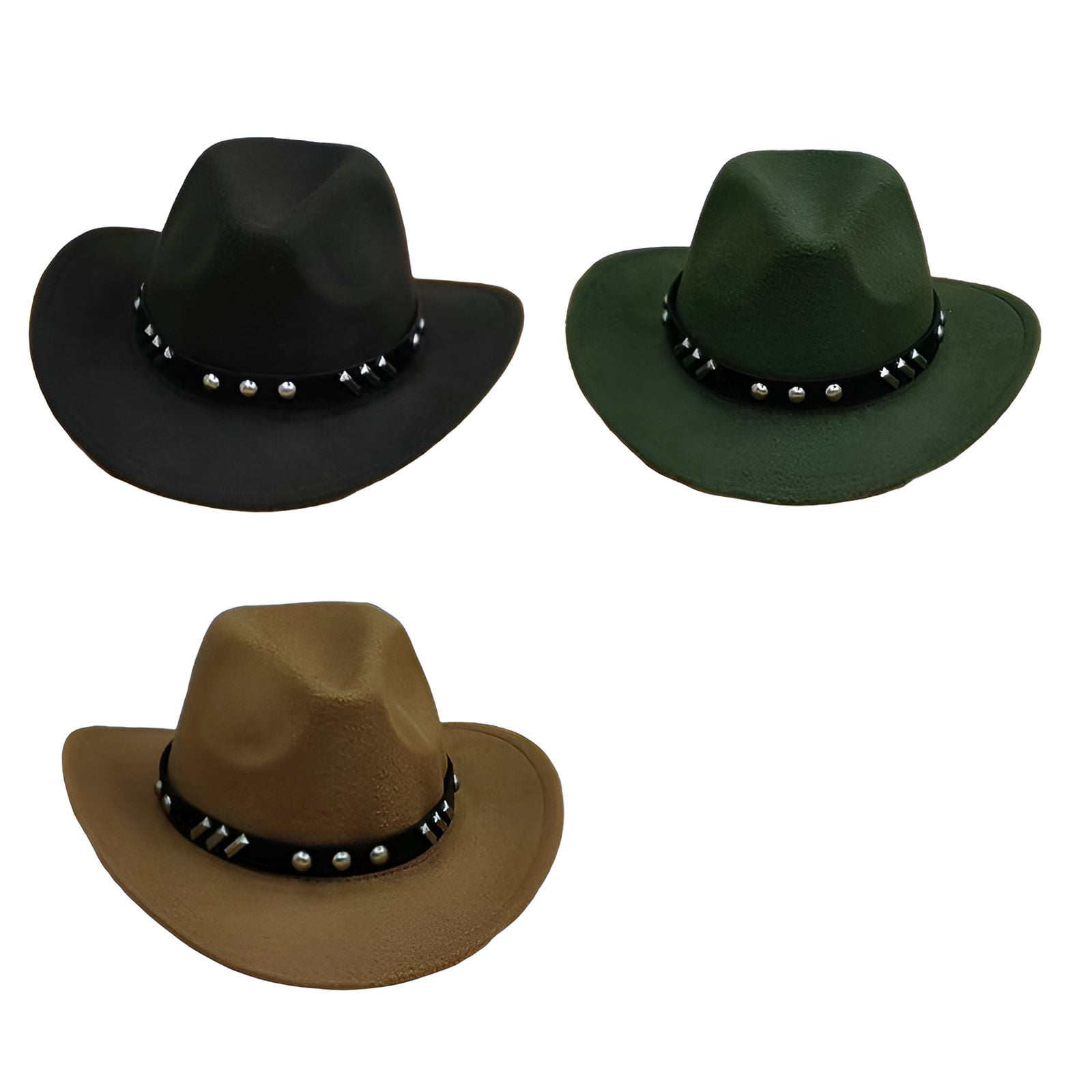 TELOLY 3Pcs Cowgirl Hat,Classic Curved Brim Hats for Men,Belt ...