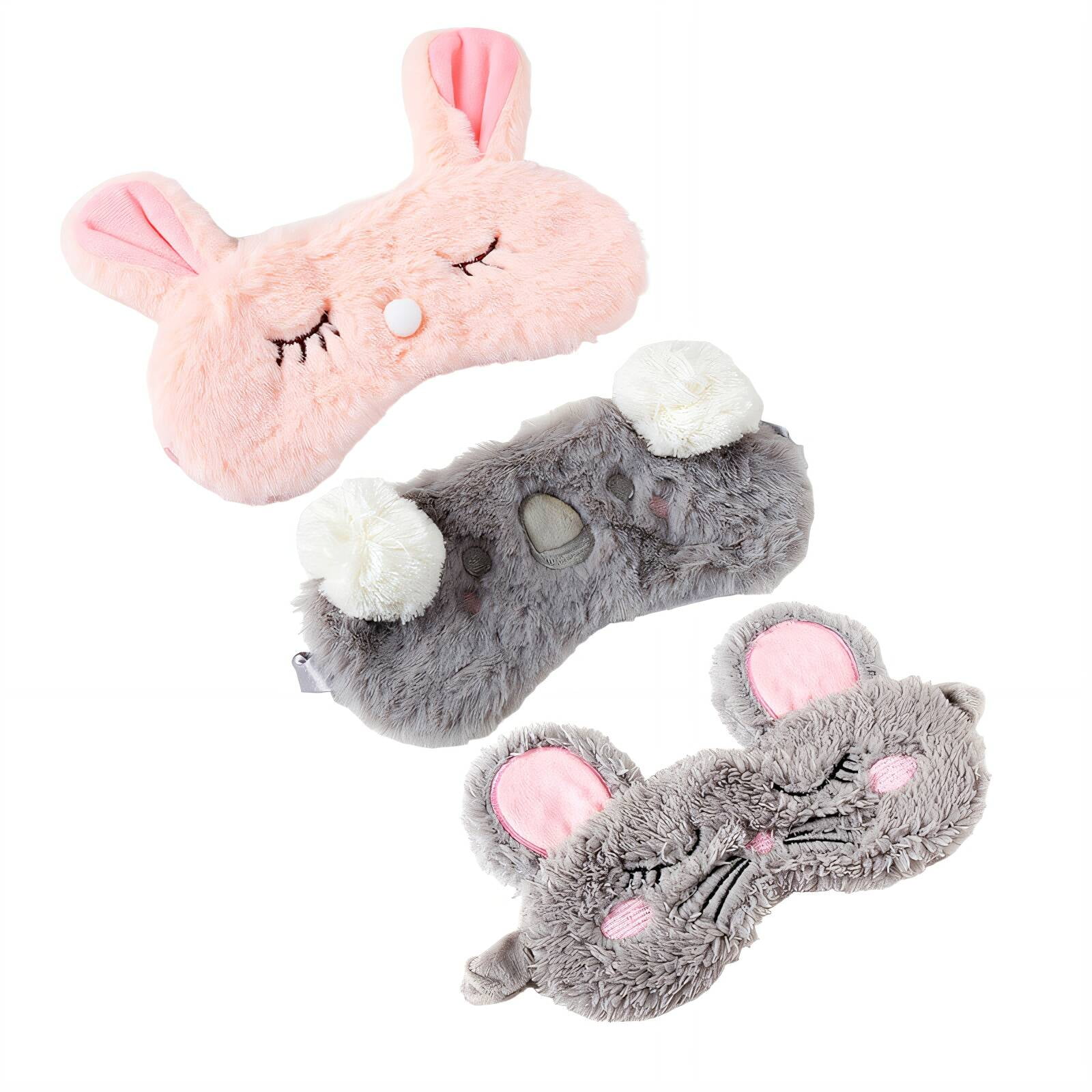 TELOLY 3Pcs Eye Mask,Warm Plush Fabric Sleep Mask,Cute Animal Shape Eye ...