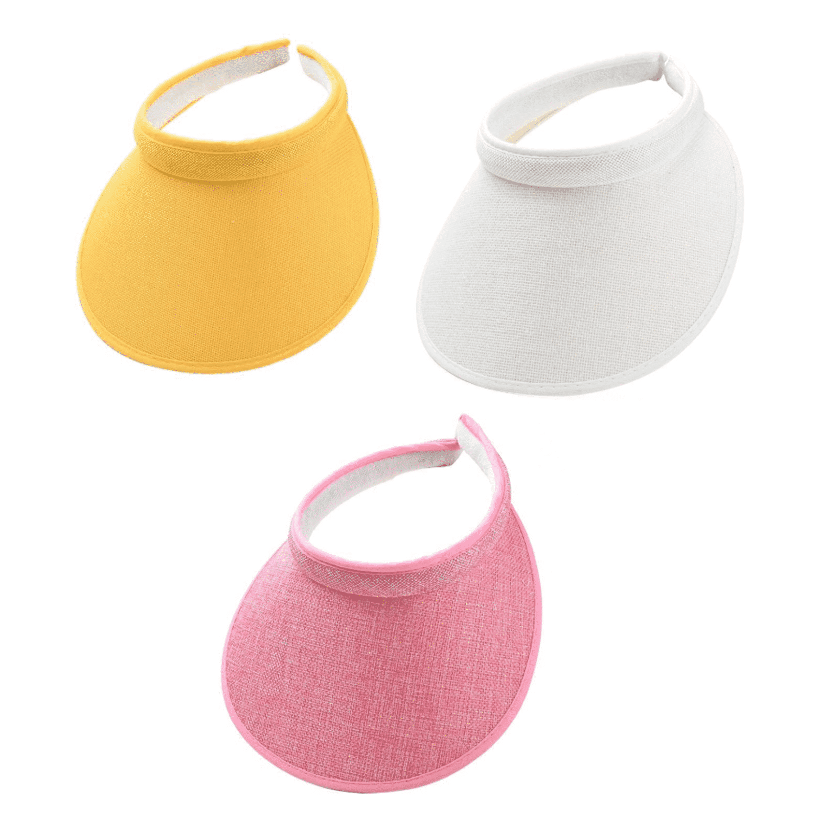 TELOLY 3Pcs Sun Hat Hairband Style Women Outdoor Wide Eaves Fedora Hats ...