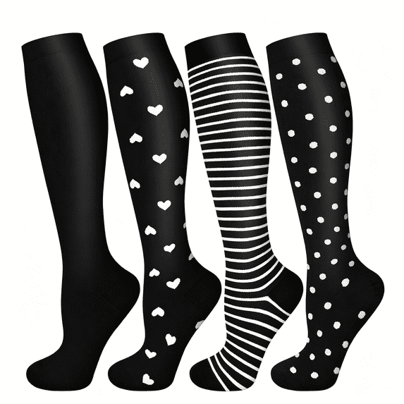 TELOLY 4 Pairs Compression Socks for Women Circulation-Best Support for ...