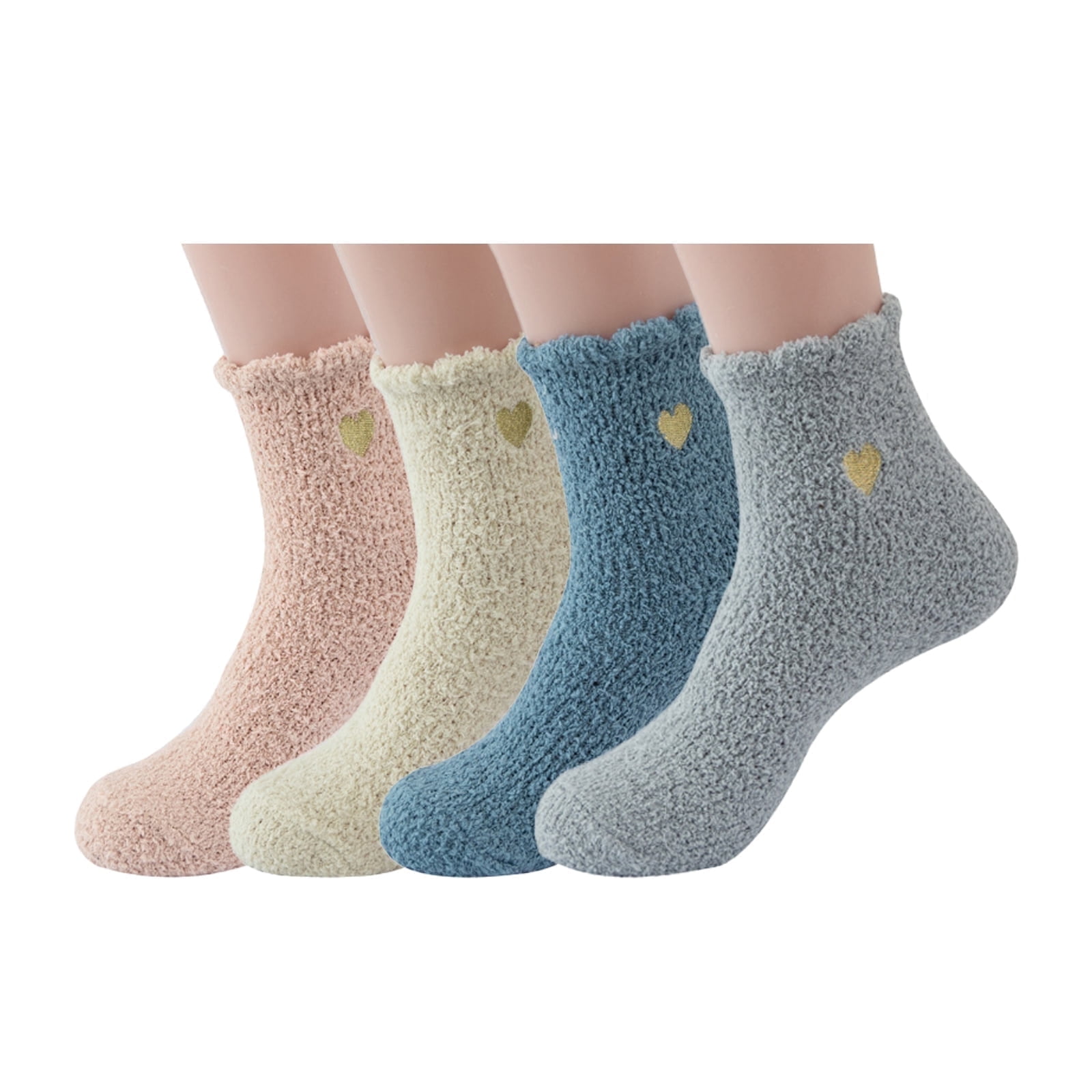 TELOLY 4 Pairs Fuzzy Socks Super Soft Socks for Women Cozy Womens Socks ...