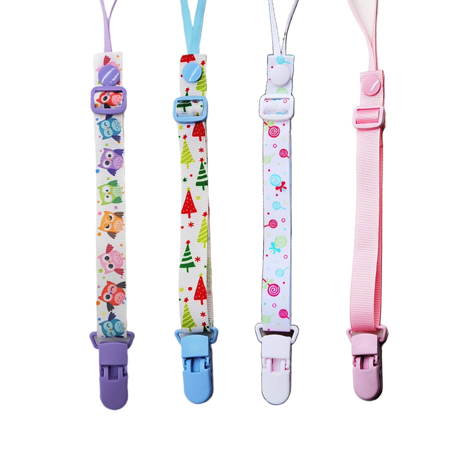 TELOLY 4 Pcs Pacifier Clip Cartoon Design Baby Pacifier Multiple Color ...